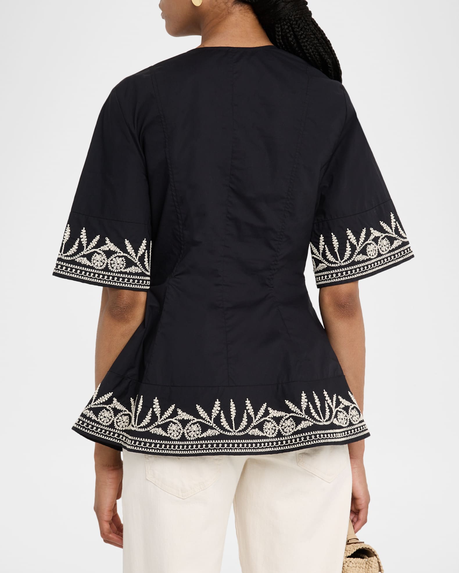 By Malene Birger Merlina Embroidered Organic Cotton Top | Neiman Marcus