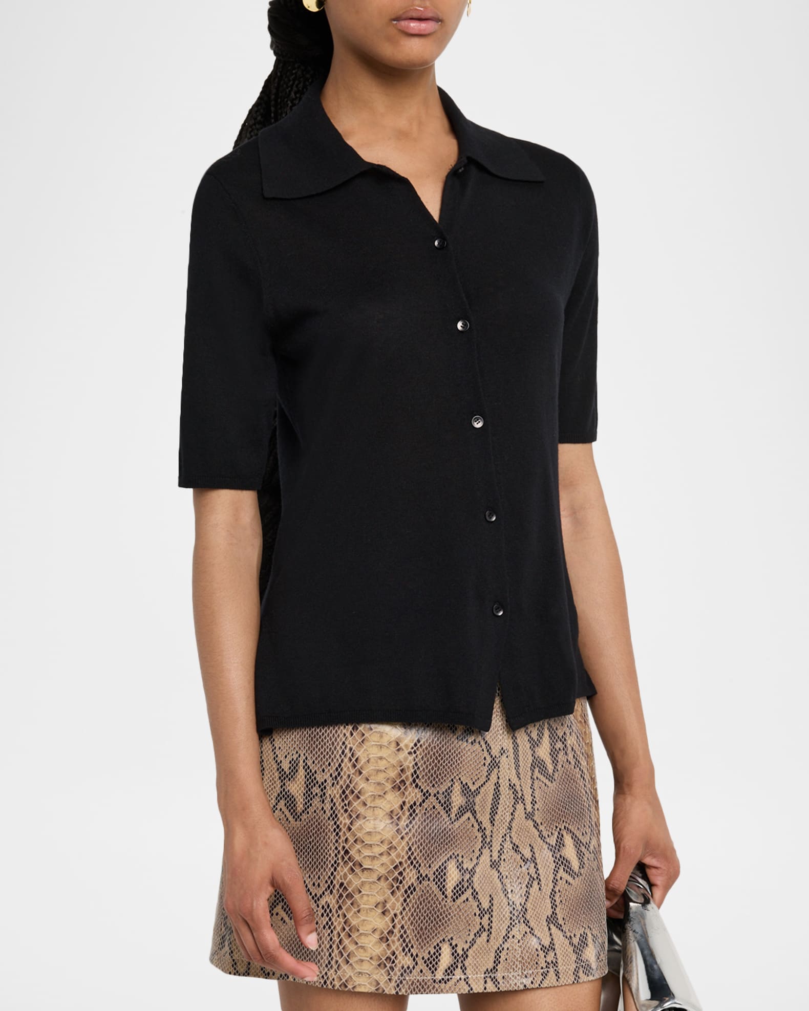 By Malene Birger Dotta Knit Wool-Silk Blouse | Neiman Marcus