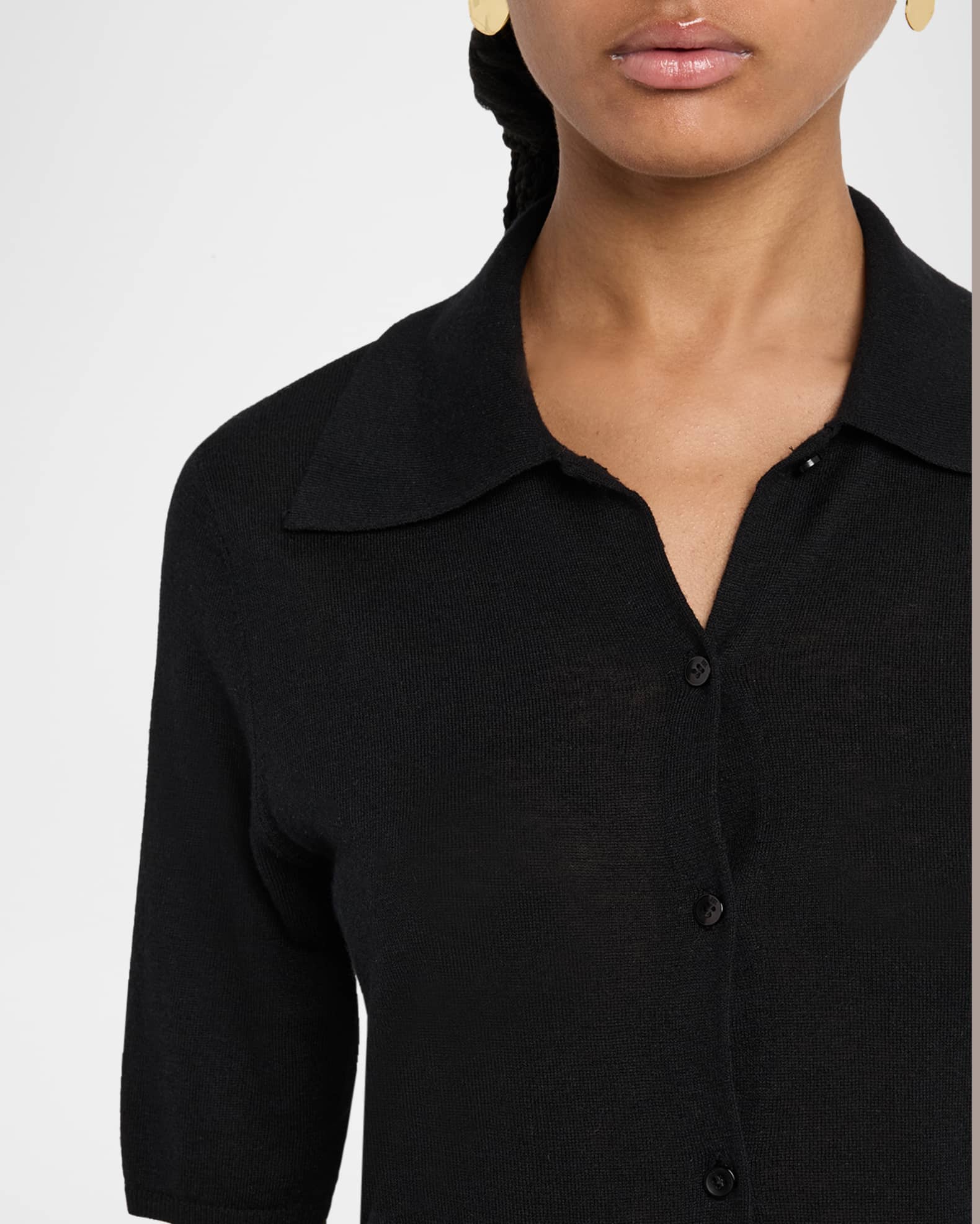 By Malene Birger Dotta Knit Wool-Silk Blouse | Neiman Marcus