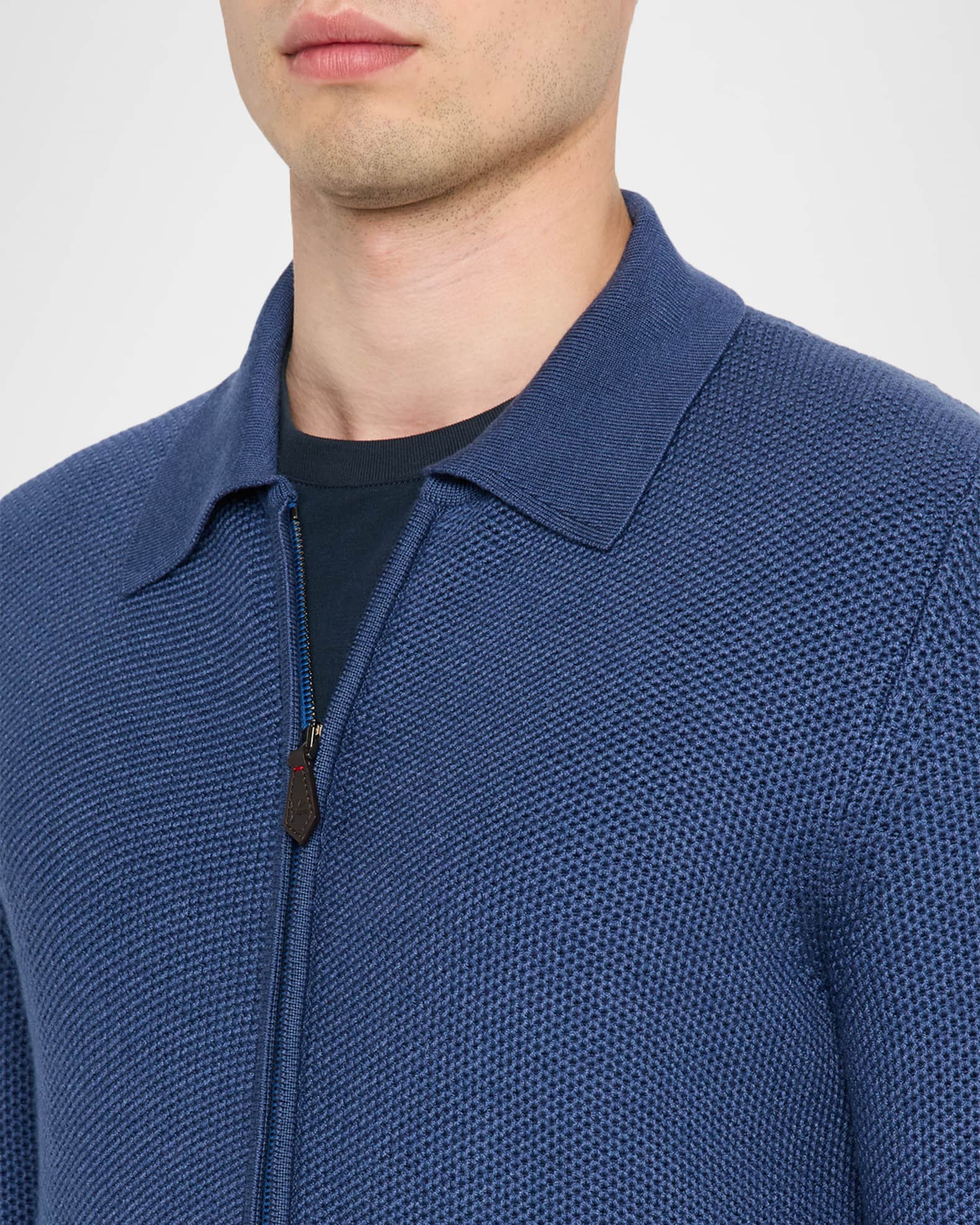 Isaia Men's Wool-Blend Knit Full-Zip Sweater | Neiman Marcus