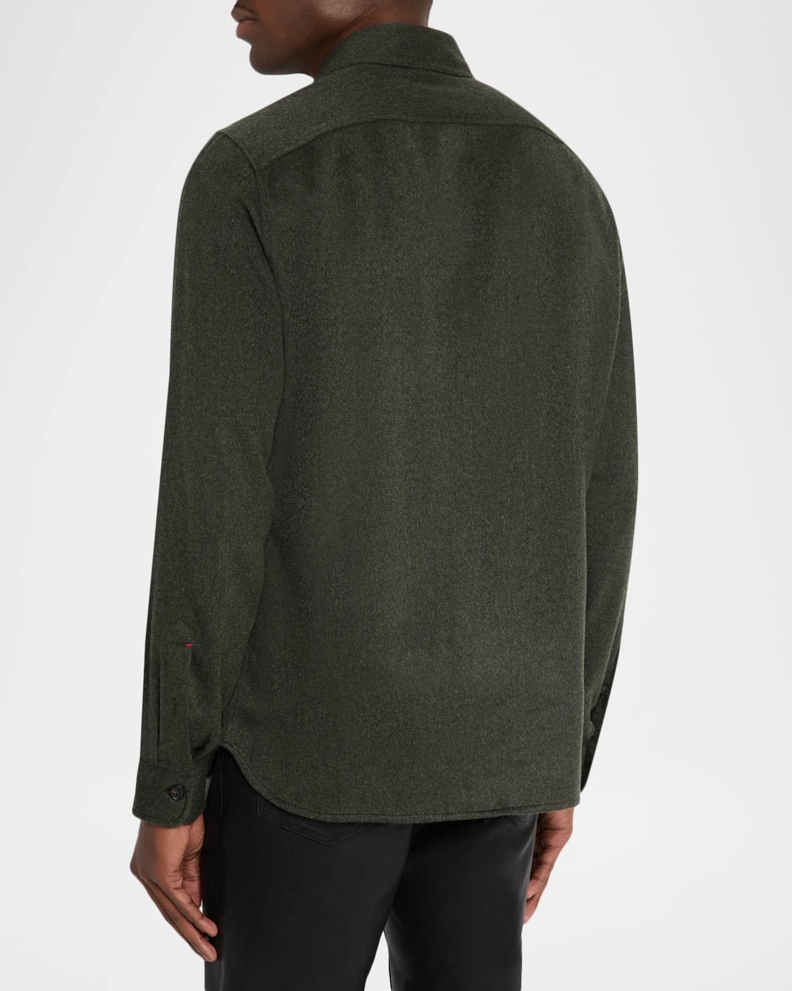 Isaia Men's Heathered Cashmere Button-Down Shirt | Neiman Marcus