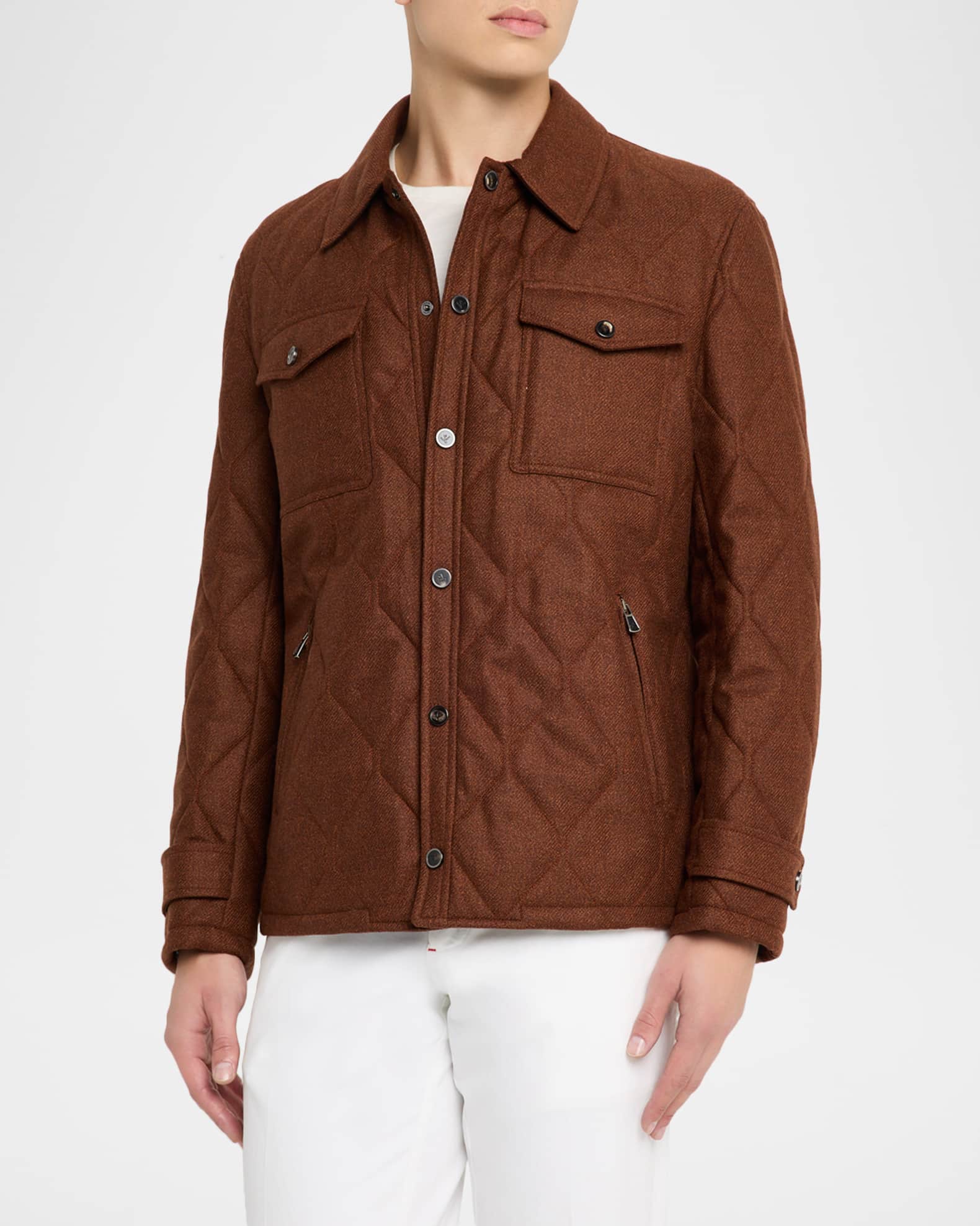 Isaia Men's Quilted Wool-Blend Jacket | Neiman Marcus