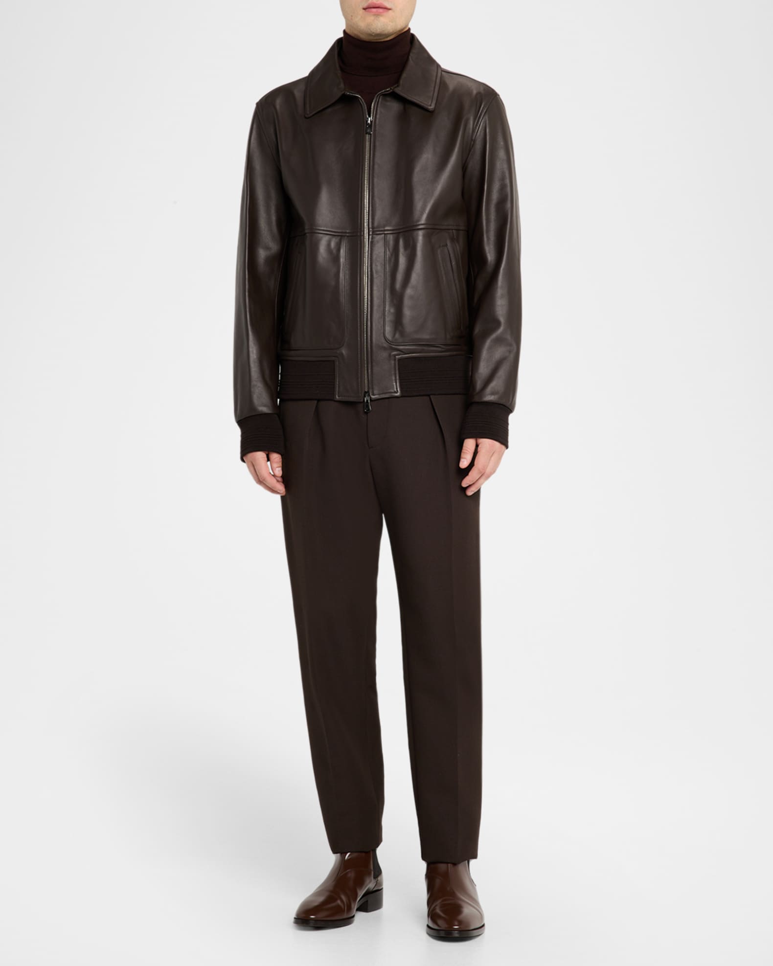 Isaia Men's Lambskin Leather Jacket | Neiman Marcus