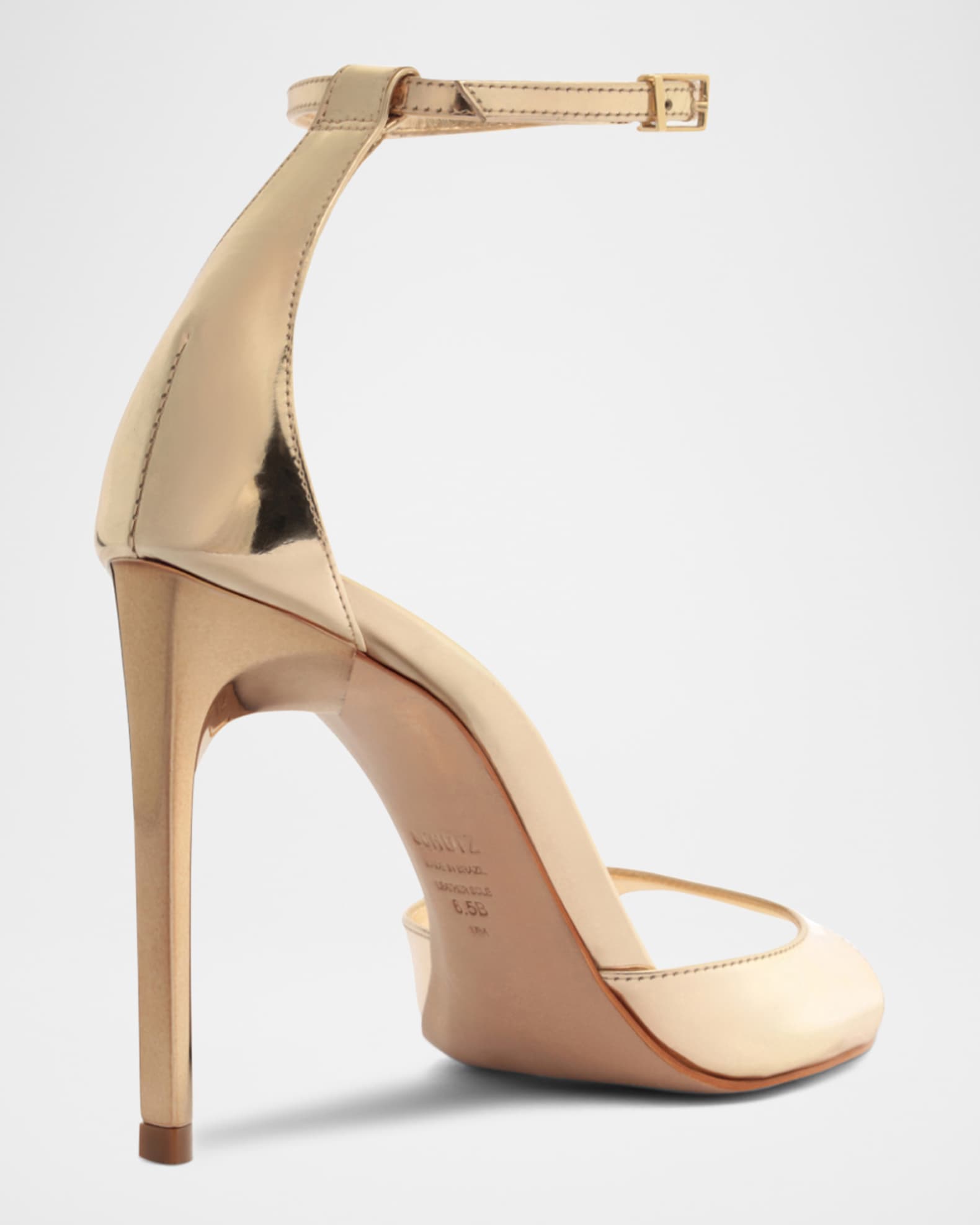 Schutz Scarlett Metallic Leather Ankle-Strap Stiletto Sandals | Neiman ...