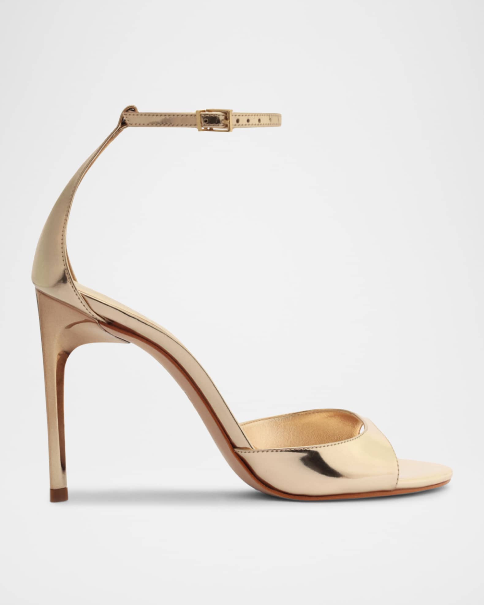 Schutz Scarlett Metallic Leather Ankle-Strap Stiletto Sandals | Neiman ...