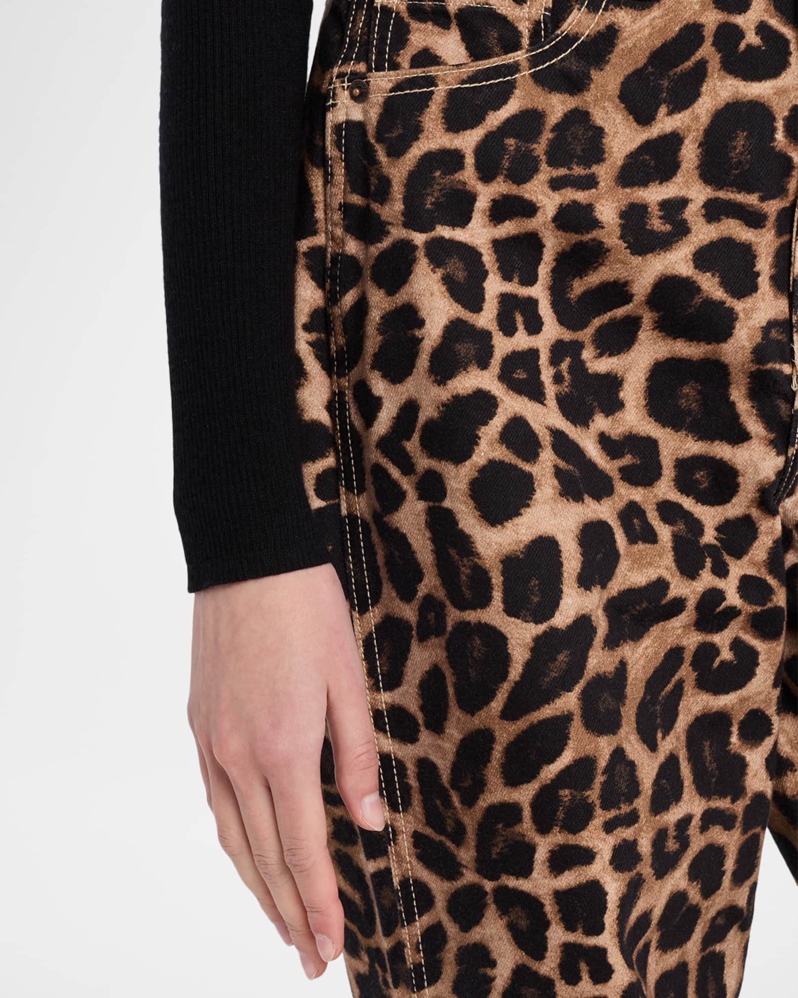 Veronica Beard Taylor High-Rise Wide-Leg Leopard Jeans with Chaps ...