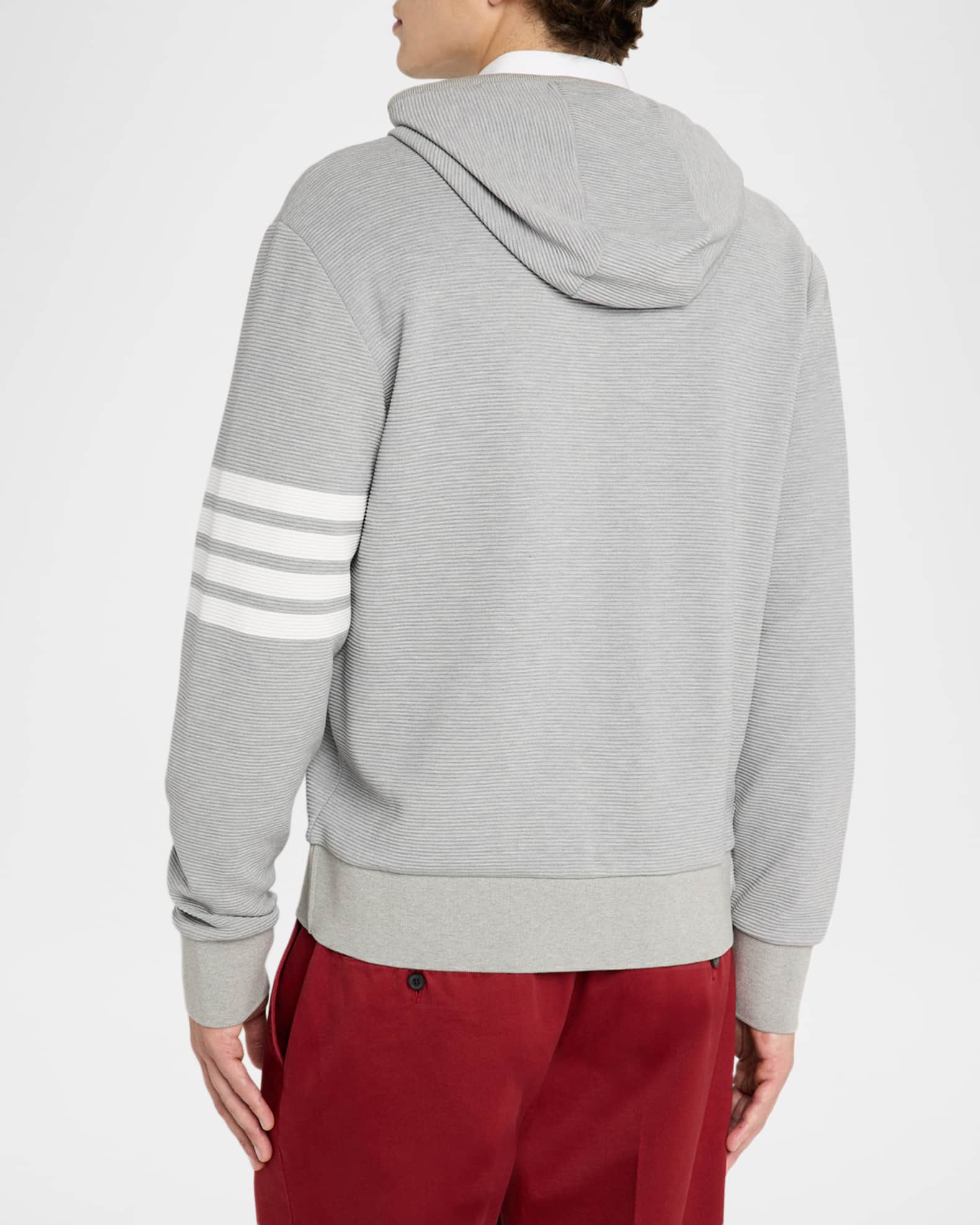 Thom Browne Men's 4 Bar Ottoman Zip Hoodie | Neiman Marcus