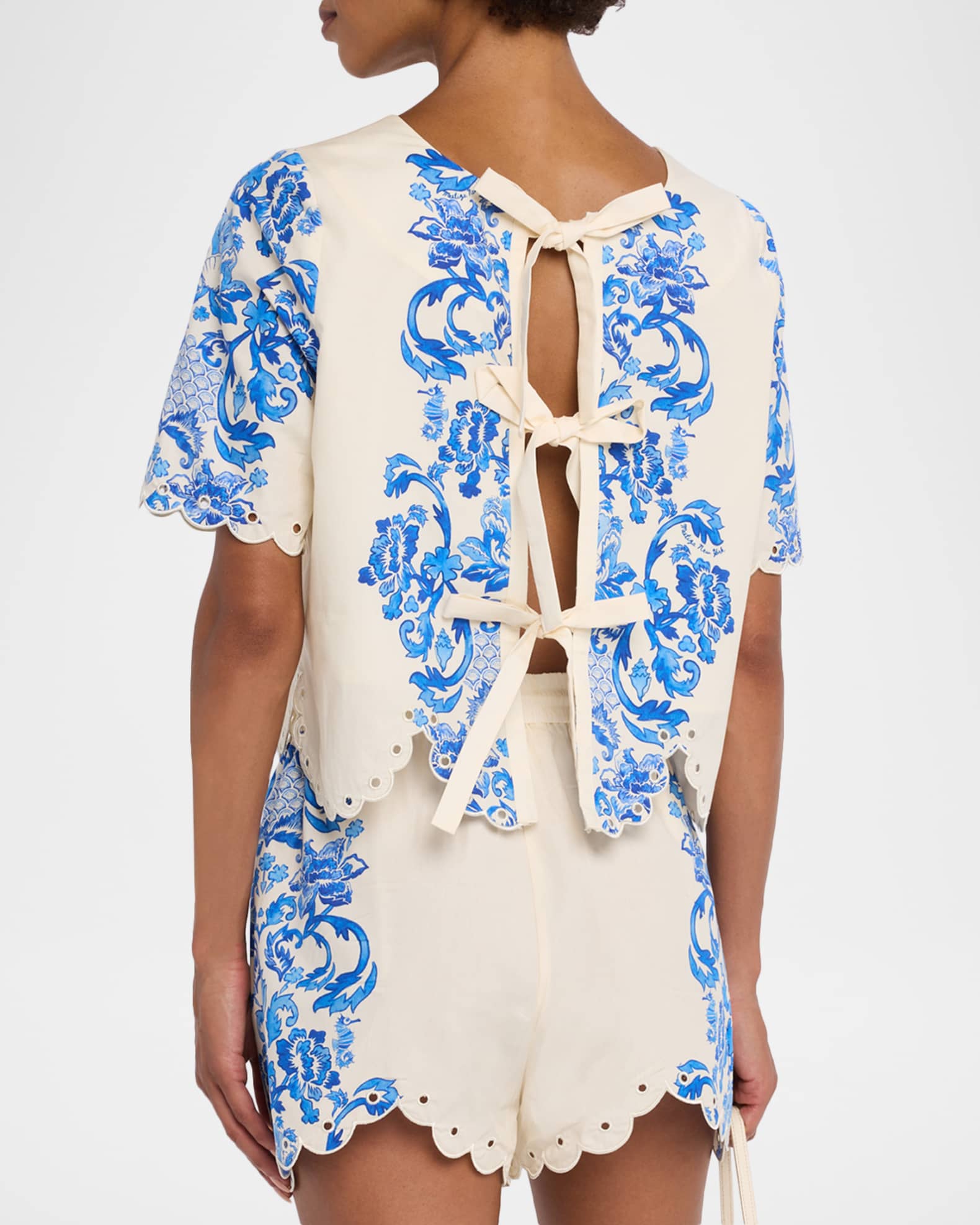 Mestiza New York Baja Convertible Scalloped Cotton Top | Neiman Marcus