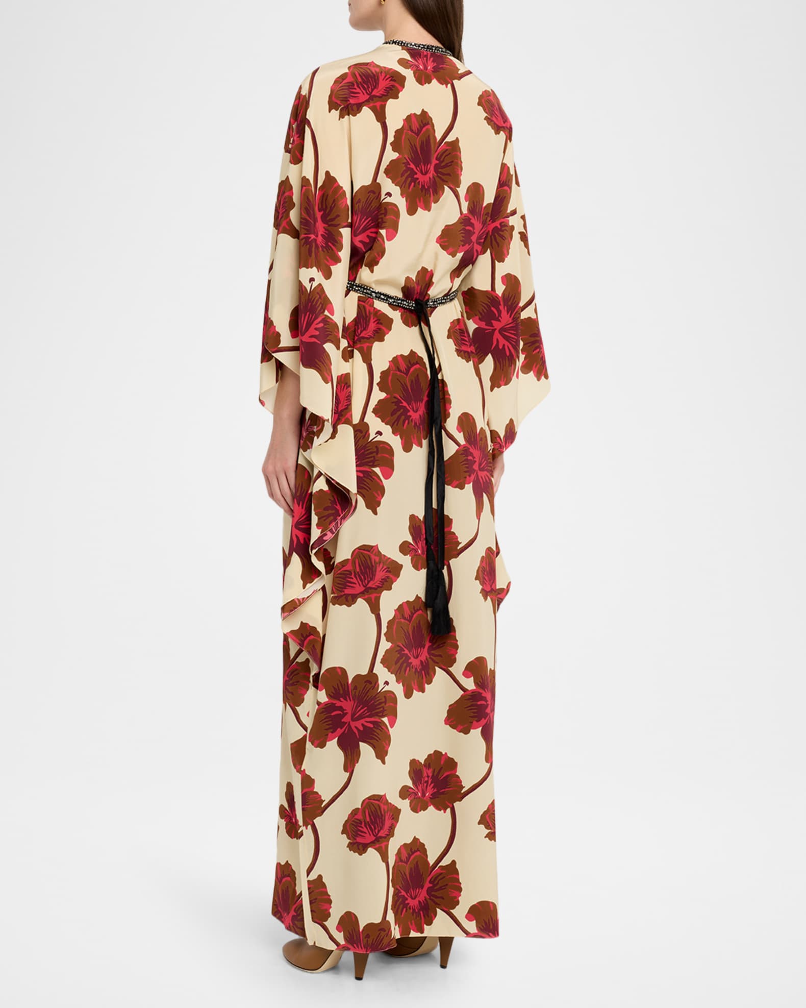 Johanna Ortiz Hear The Wind Silk Drape-Sleeve Maxi Dress | Neiman Marcus