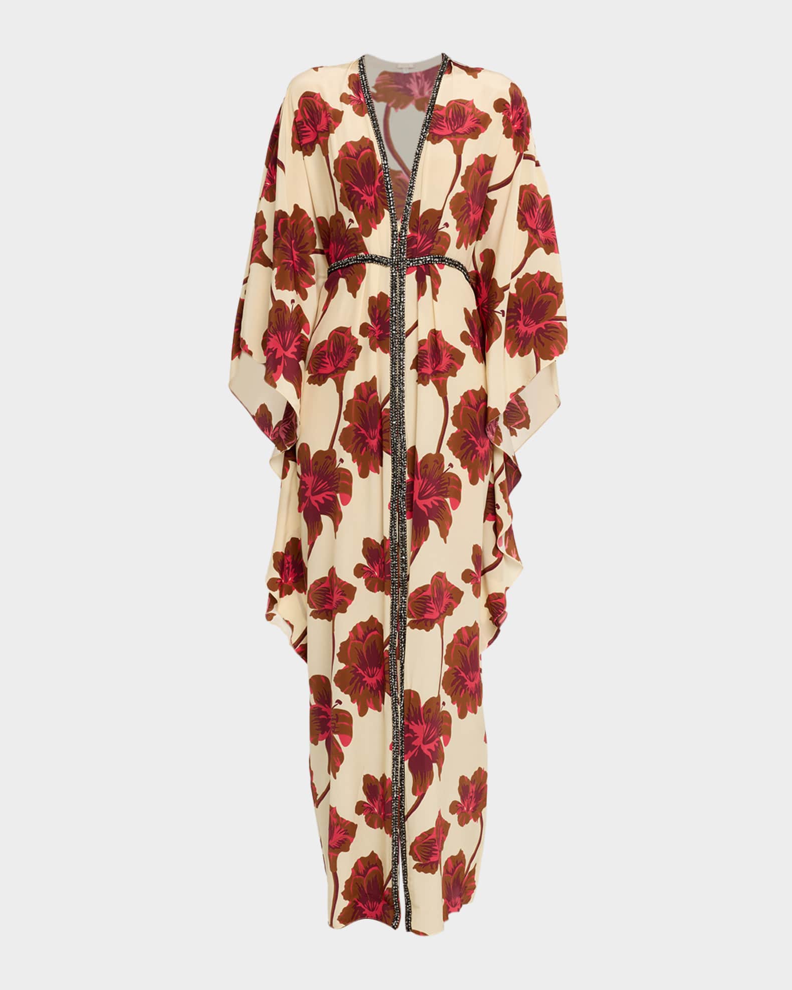 Johanna Ortiz Hear The Wind Silk Drape-Sleeve Maxi Dress | Neiman Marcus