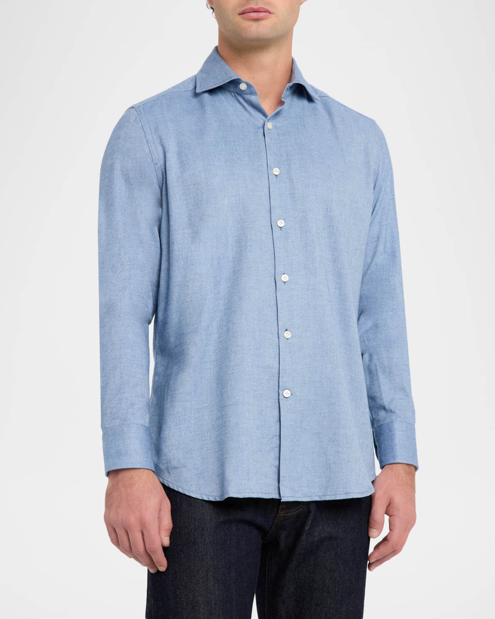 Neiman Marcus Men's Cotton Micro-Herringbone Button-Down Shirt | Neiman ...