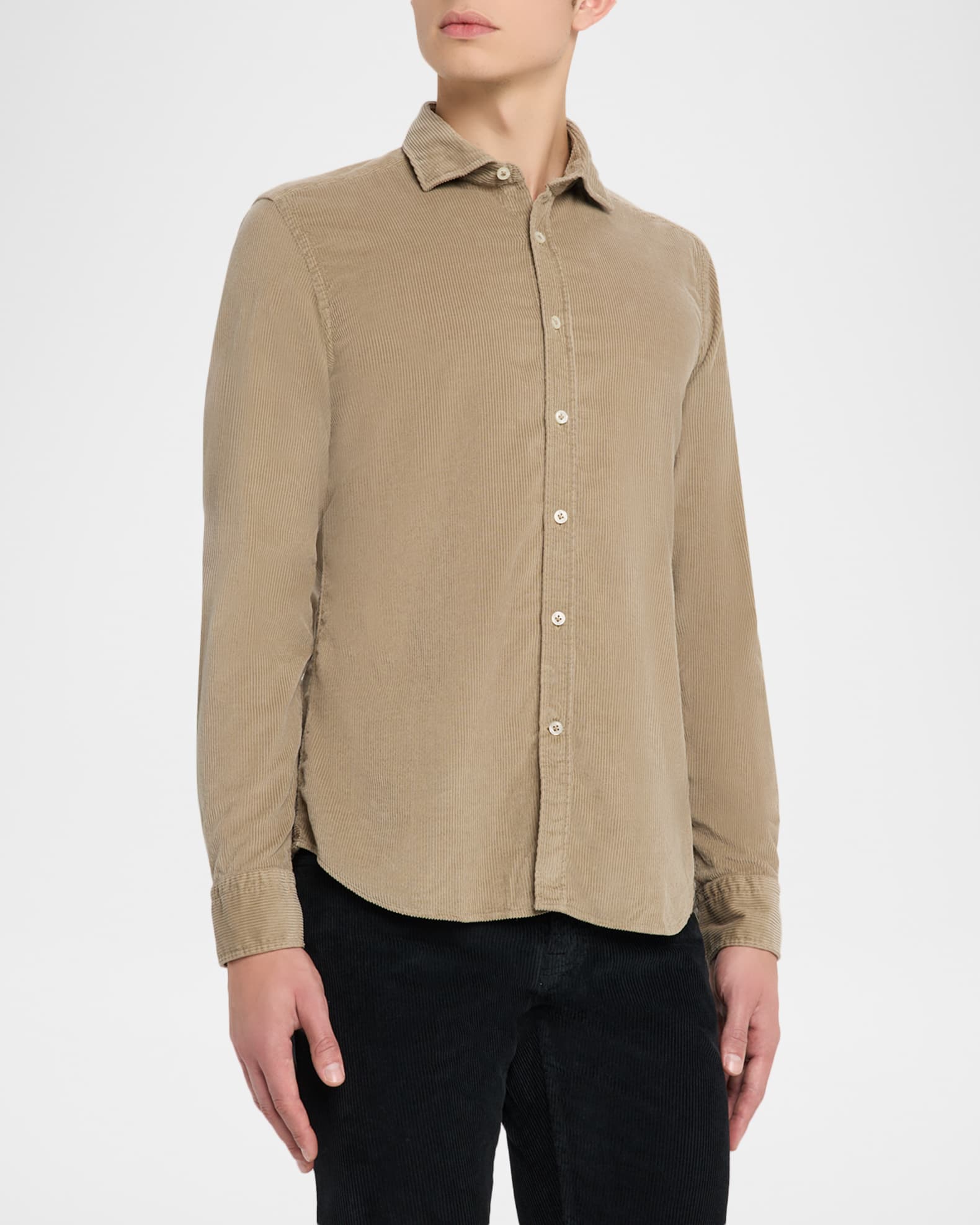 Neiman Marcus Men's Wide-Wale Corduroy Modern Fit Button-Down Shirt ...