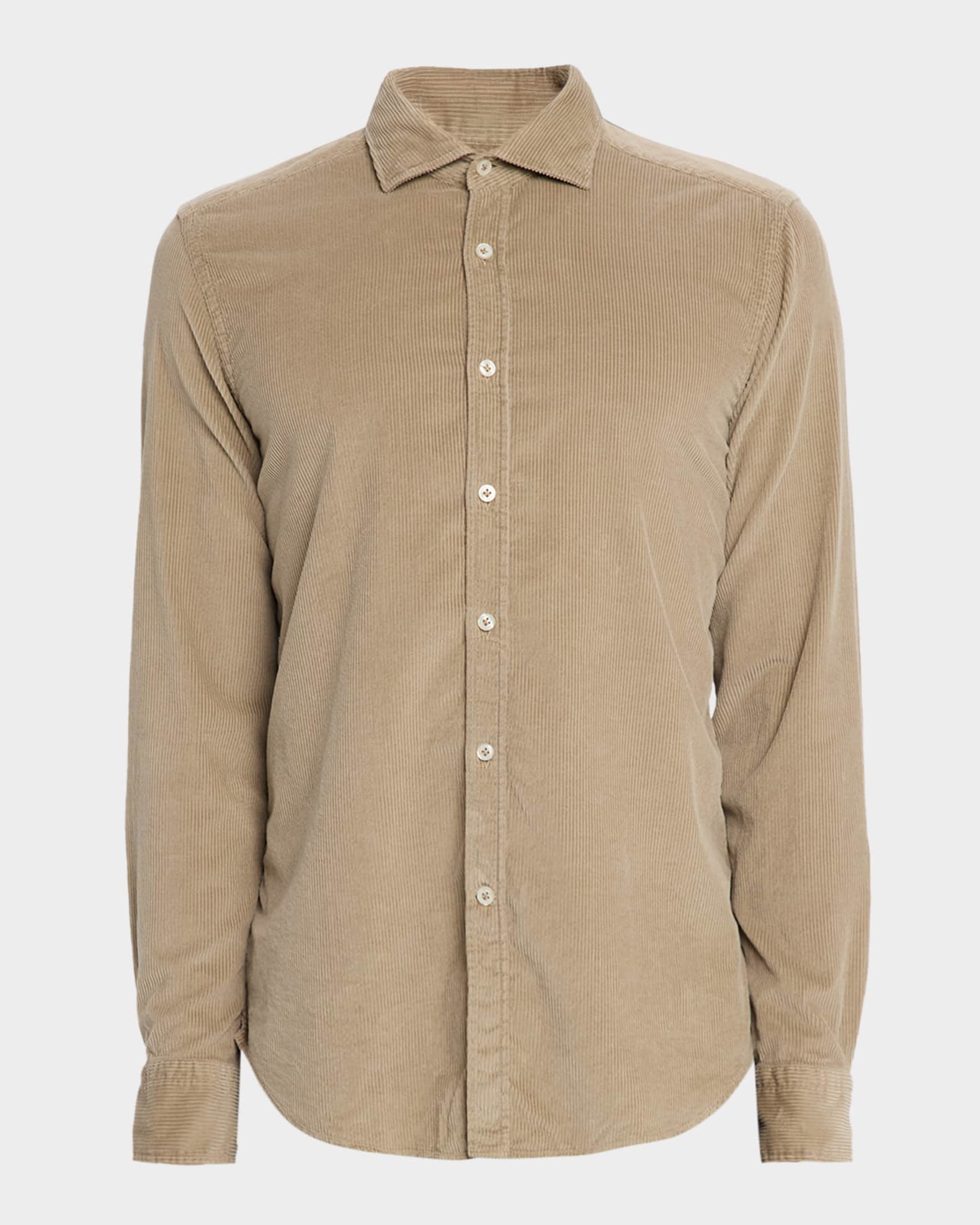 Neiman Marcus Men's Wide-Wale Corduroy Modern Fit Button-Down Shirt ...