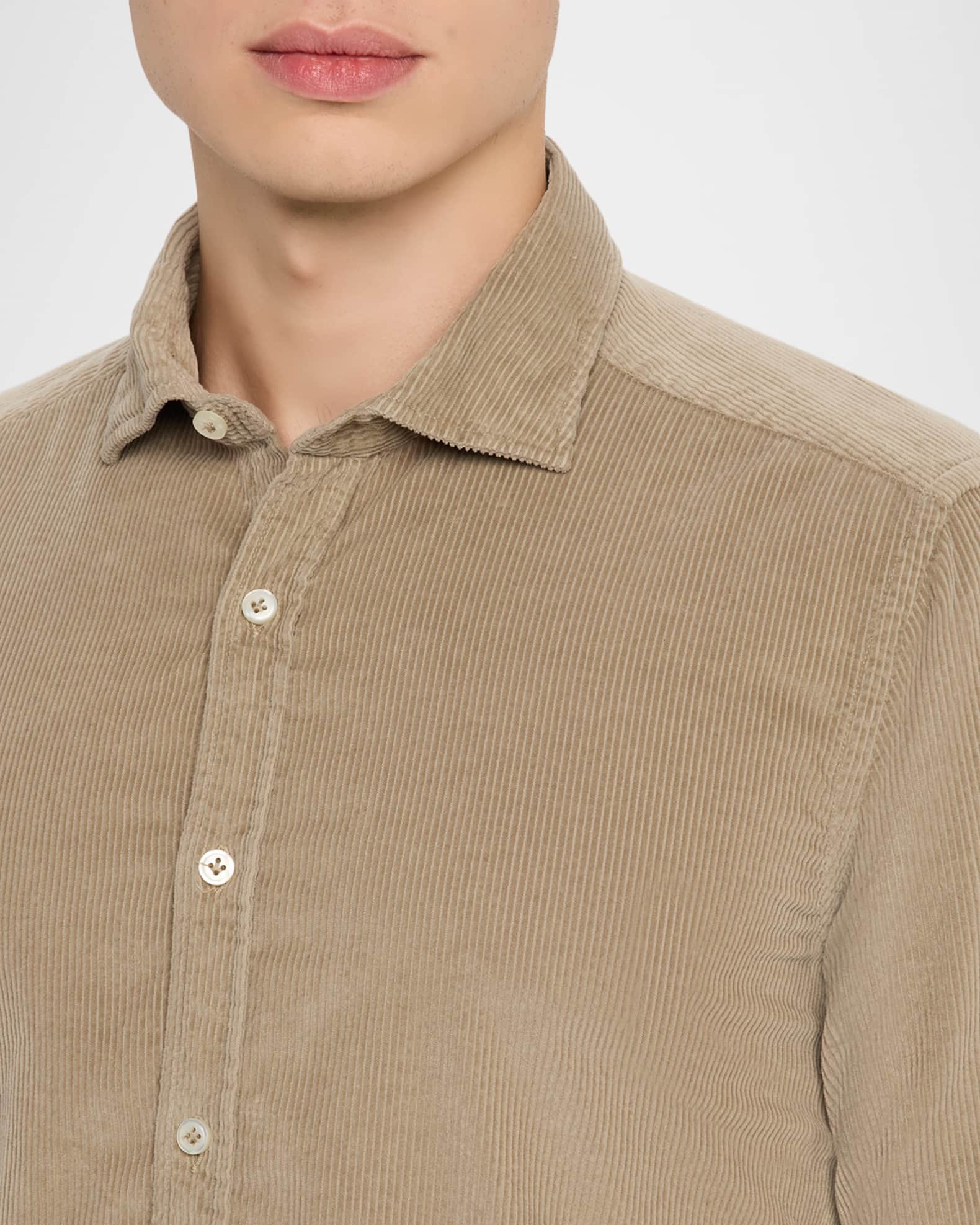 Neiman Marcus Men's Wide-Wale Corduroy Modern Fit Button-Down Shirt ...