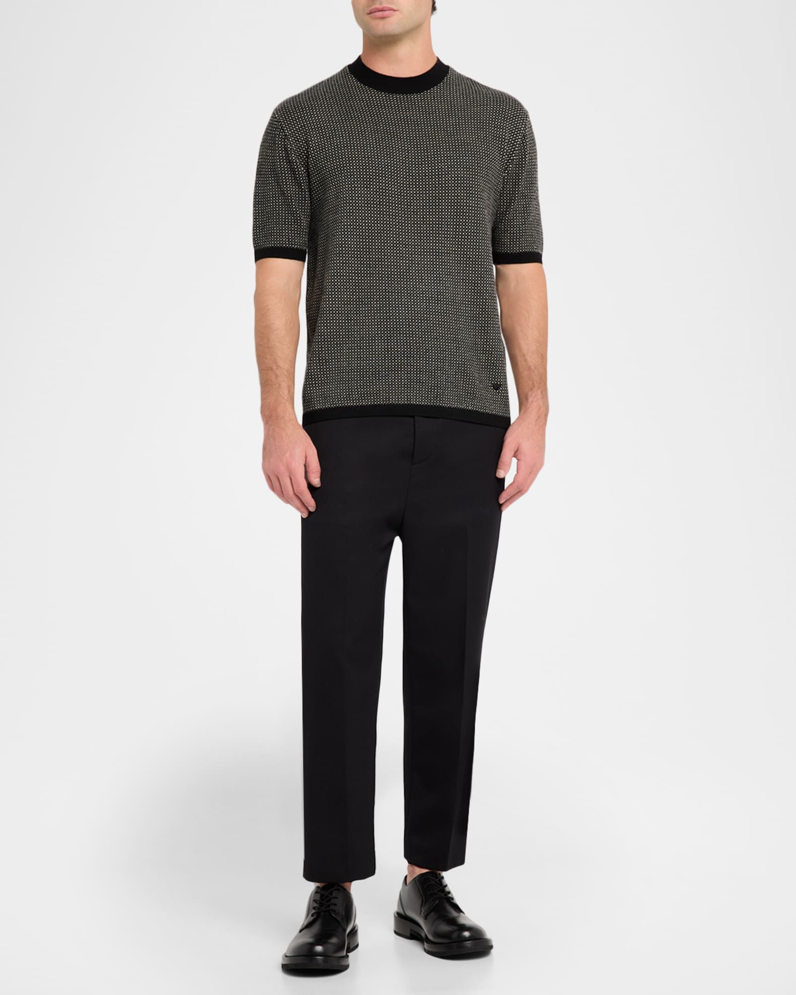 Emporio Armani Men's Micro-Dot Knit Short-Sleeve Crewneck Sweater ...
