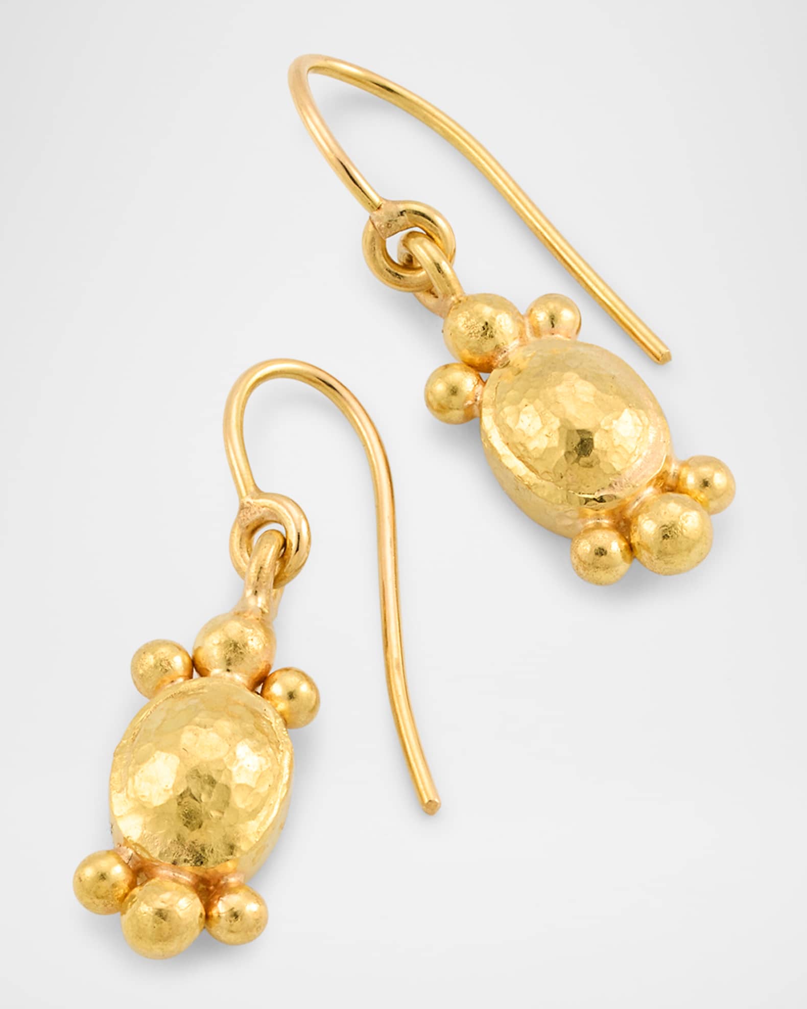 Elizabeth Locke 19K Yellow Gold Shallow Dome and Dot Dangle Earrings | Neiman Marcus