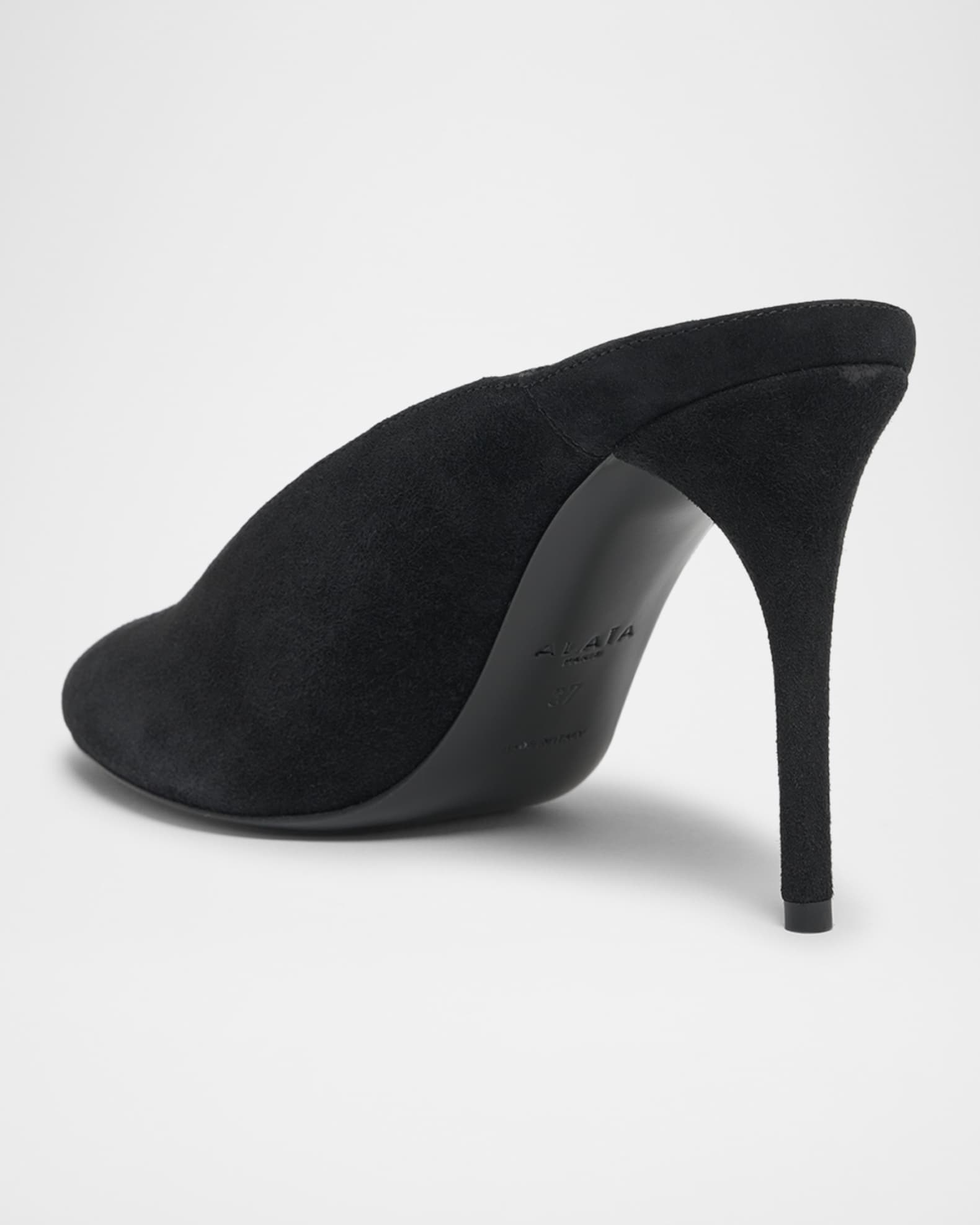 ALAIA Decolette Suede Mules | Neiman Marcus