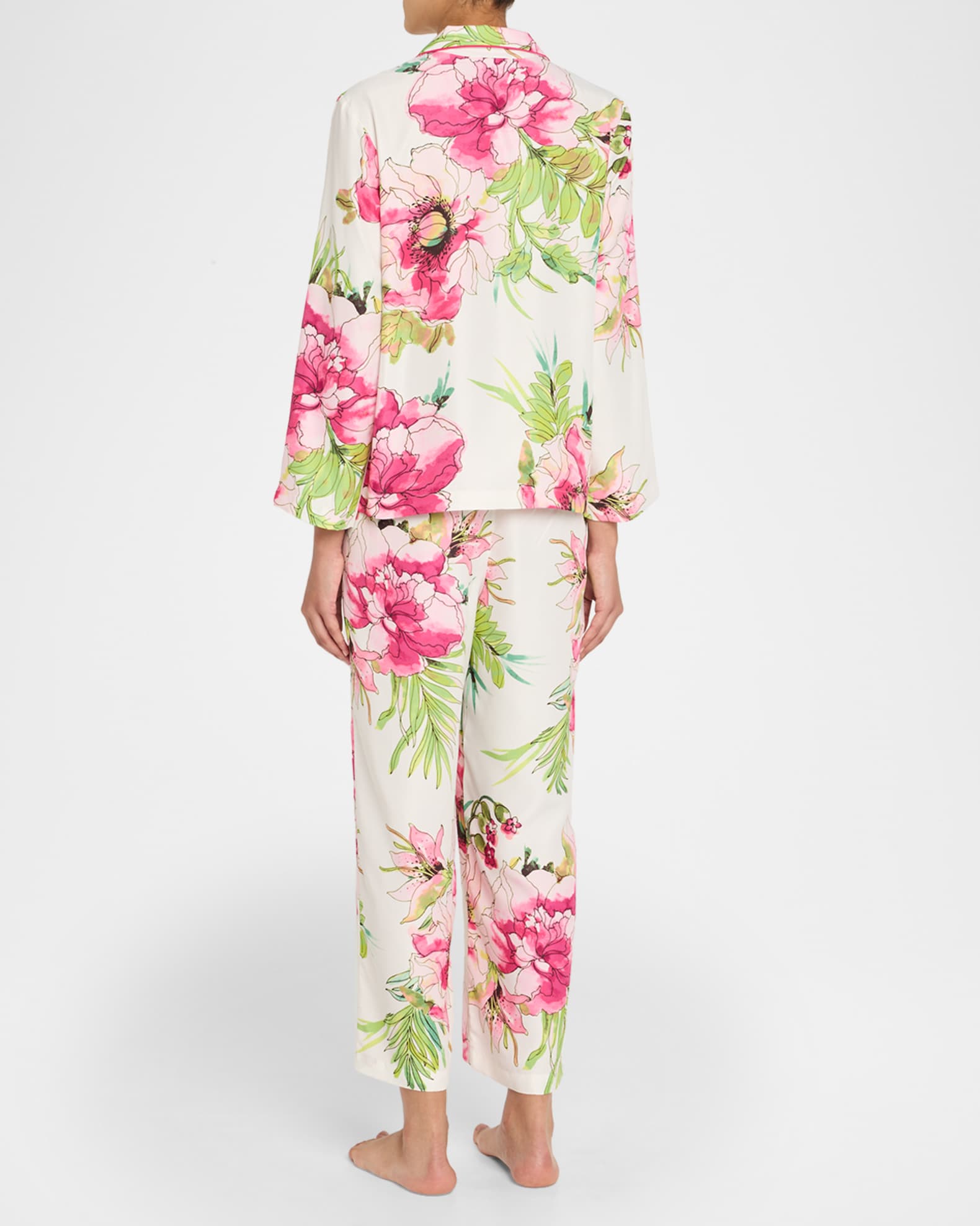 Natori Sonomi Cropped Floral-Print Pajama Set | Neiman Marcus