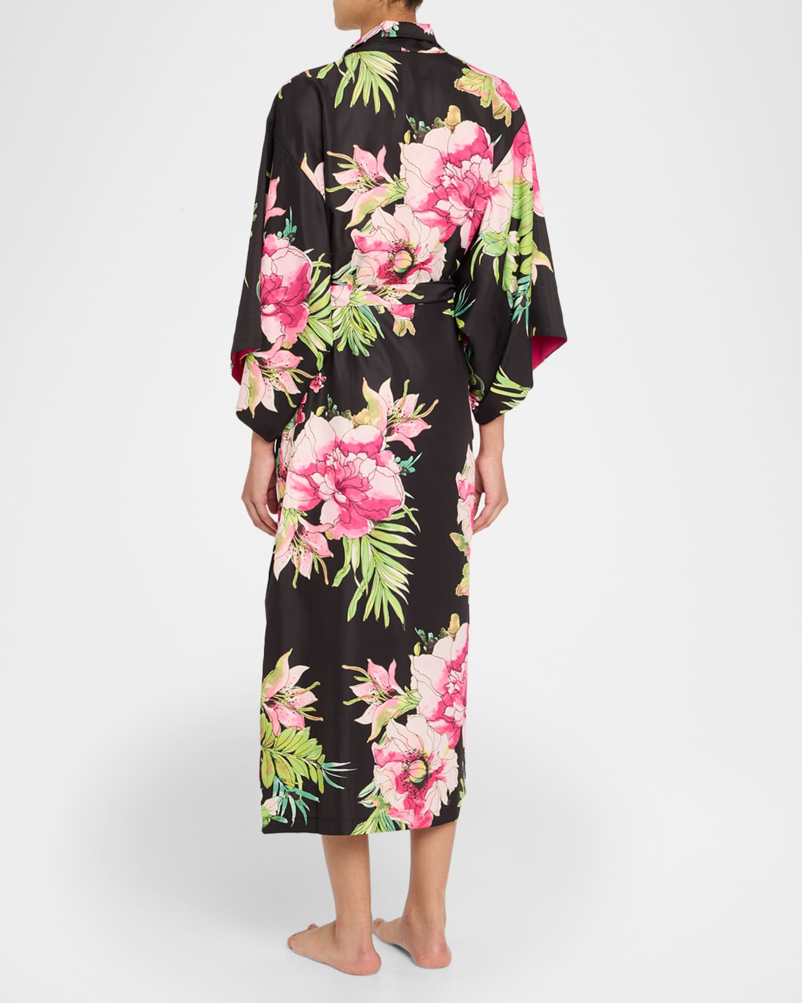Natori Sonomi Floral-Print Long Robe | Neiman Marcus