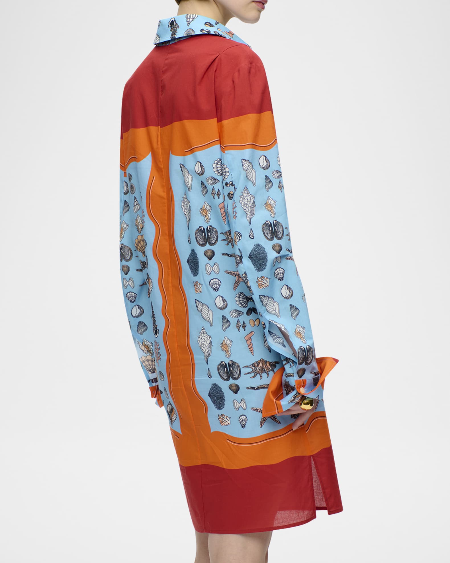 CALLAS Milano Charisse Shell-Print Cotton Shift Shirtdress | Neiman Marcus