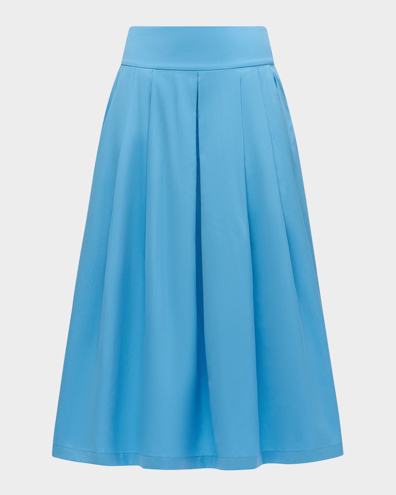 CALLAS Milano Consuela Pleated Cotton-Silk Midi Skirt | Neiman Marcus
