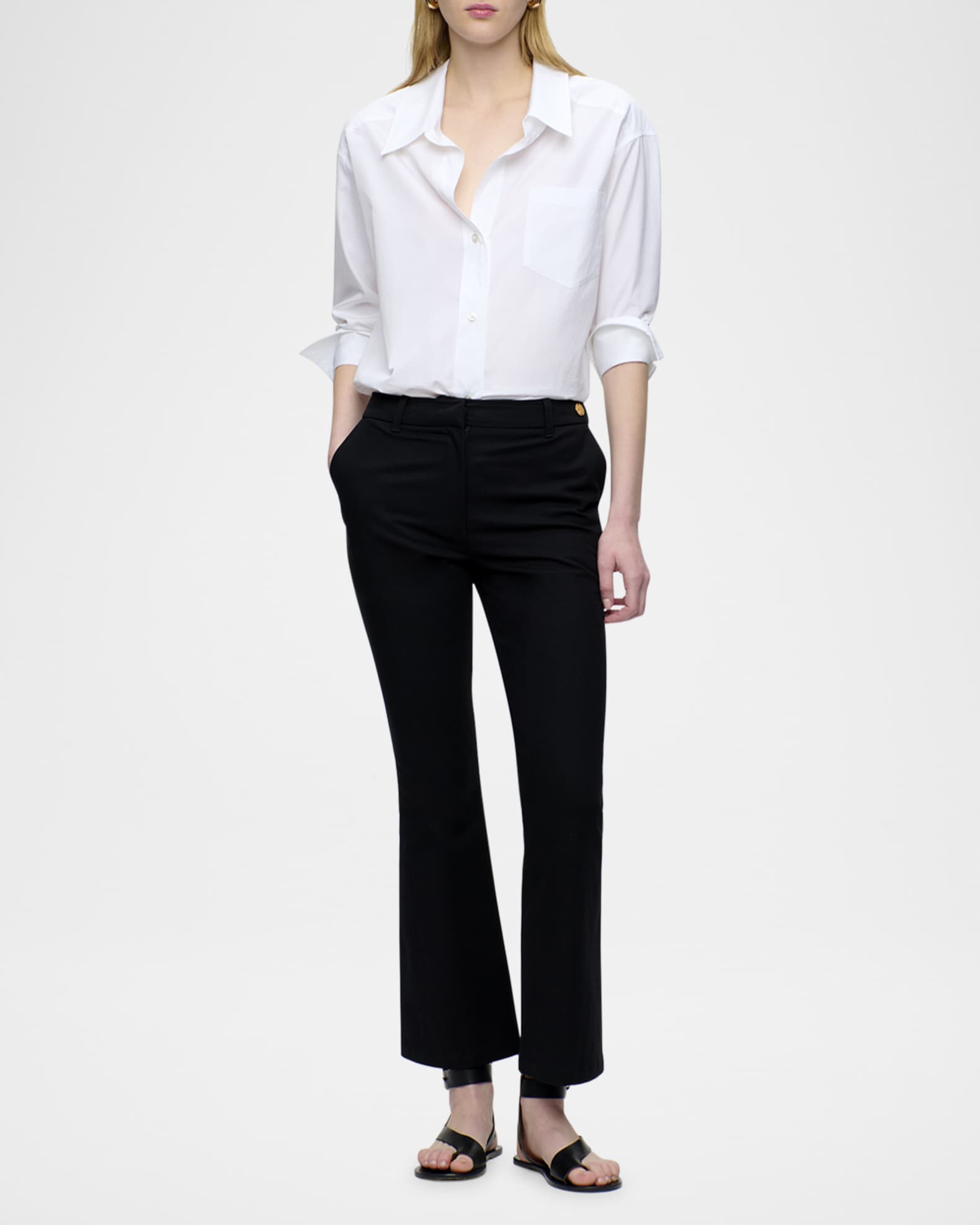 CALLAS Milano Mila Cropped Flare-Leg Stretch Cotton Pants | Neiman Marcus