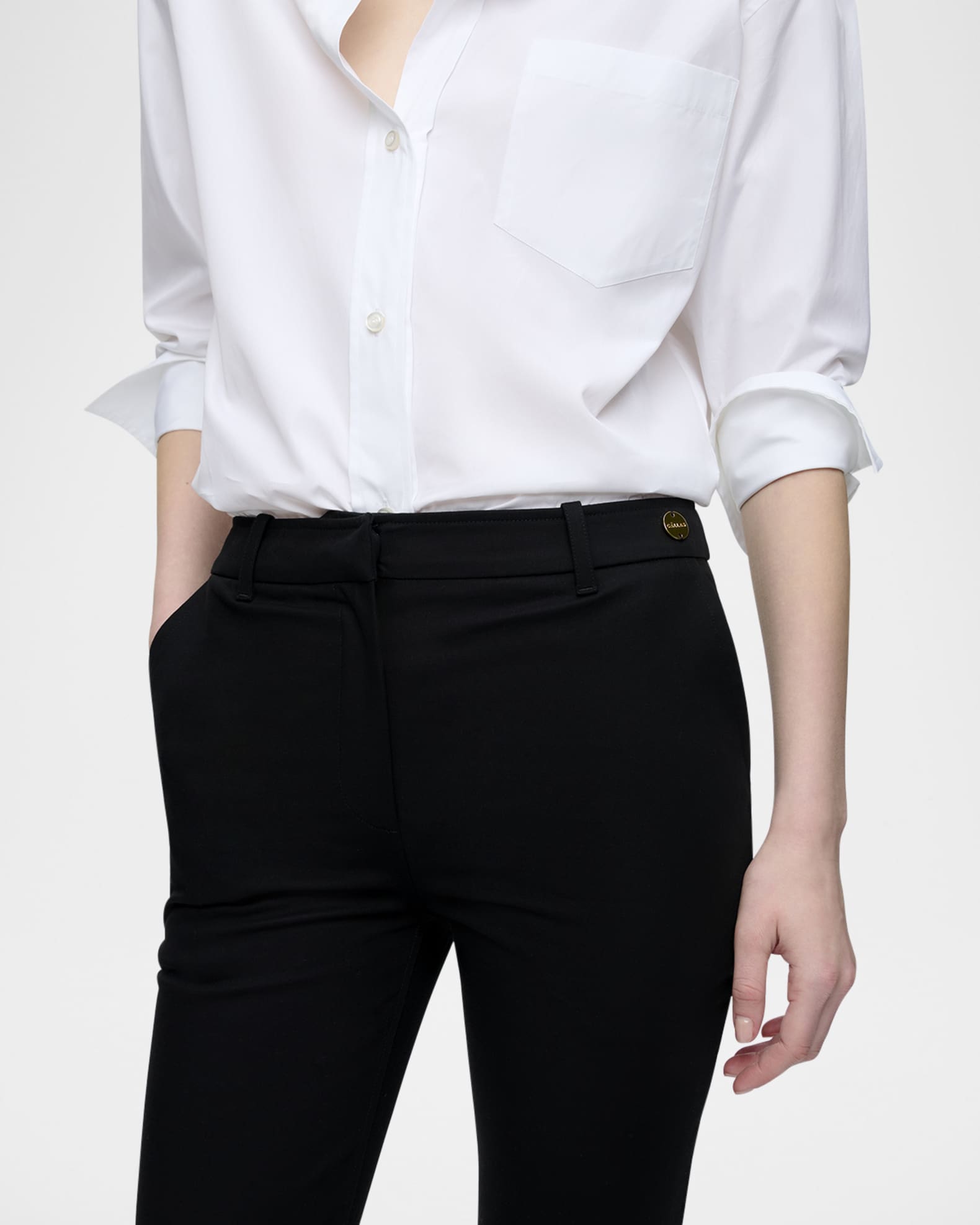 CALLAS Milano Mila Cropped Flare-Leg Stretch Cotton Pants | Neiman Marcus