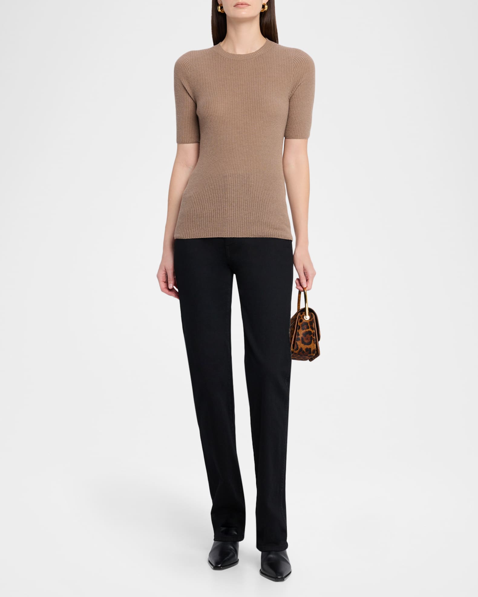 FABIANA FILIPPI Slim Crewneck Rib Knit Sweater | Neiman Marcus