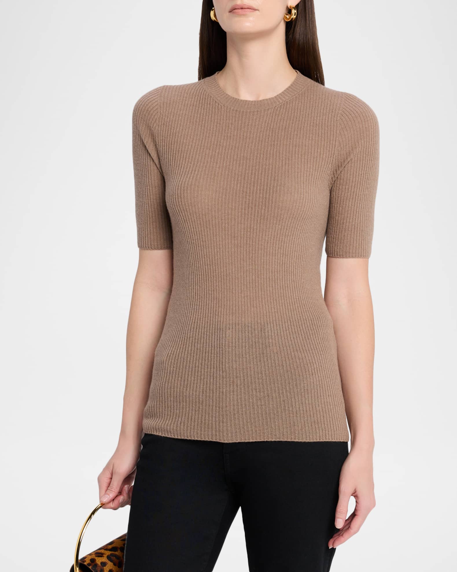 FABIANA FILIPPI Slim Crewneck Rib Knit Sweater | Neiman Marcus