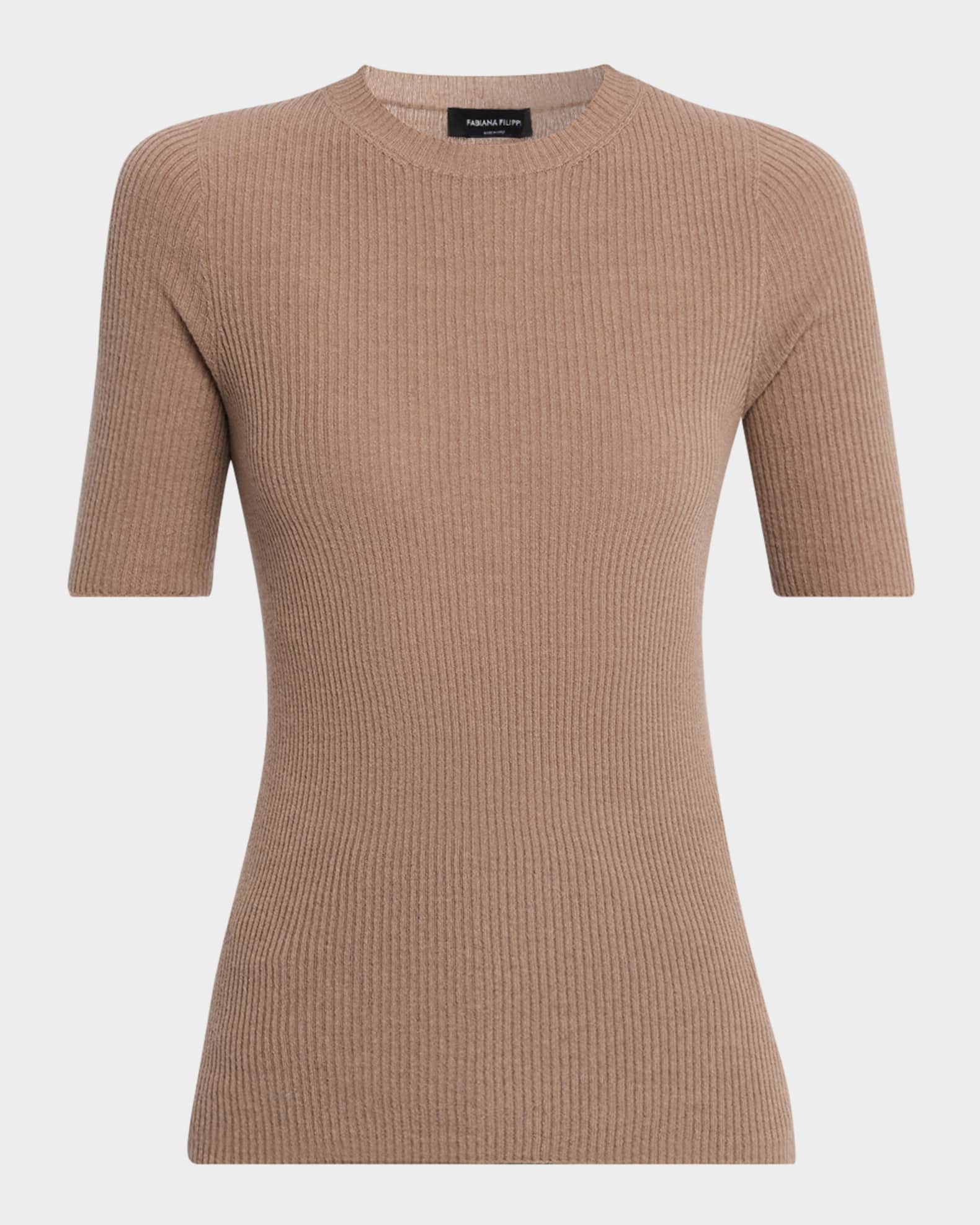 FABIANA FILIPPI Slim Crewneck Rib Knit Sweater | Neiman Marcus
