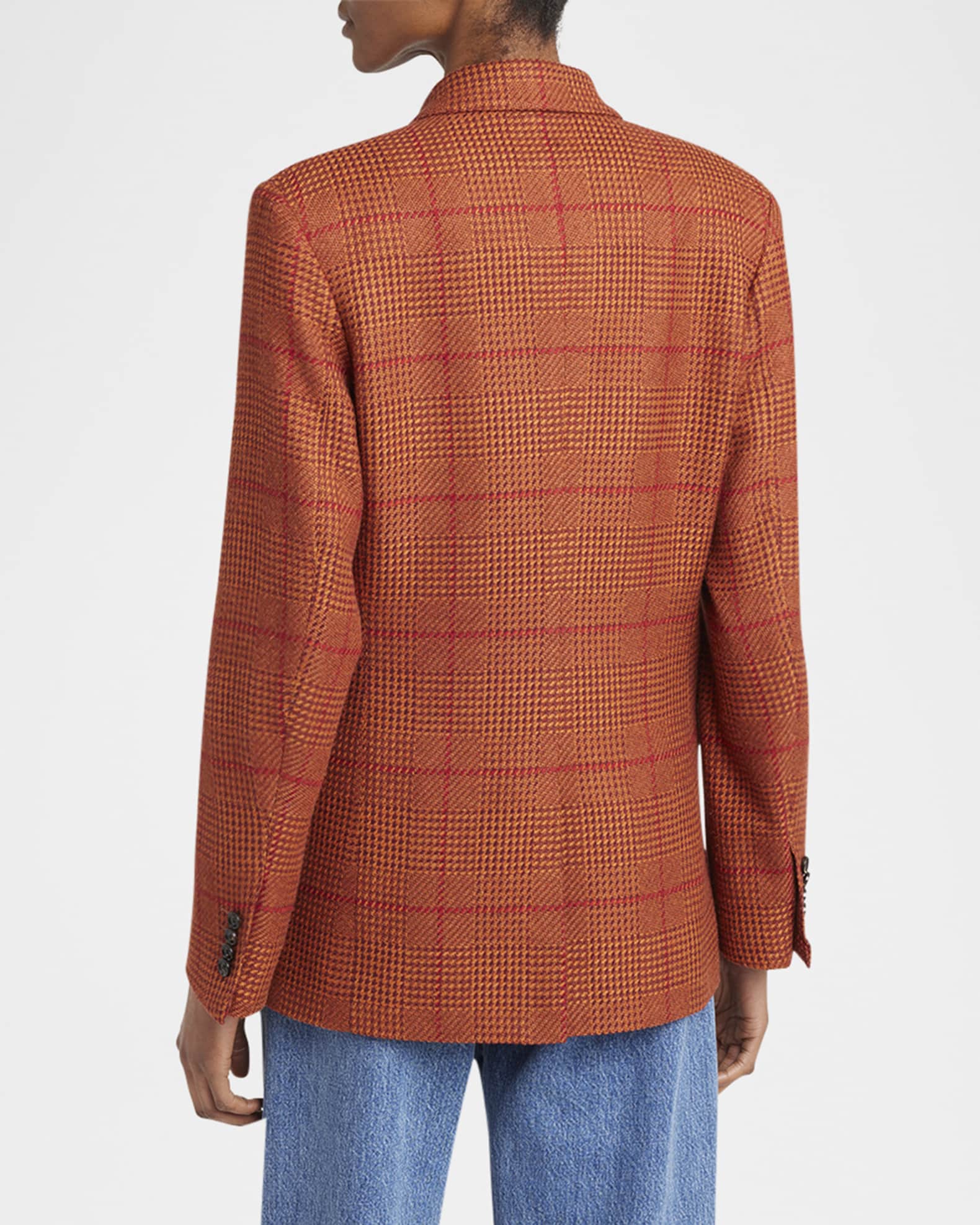 Kiton Check Double-Breasted Blazer Jacket | Neiman Marcus