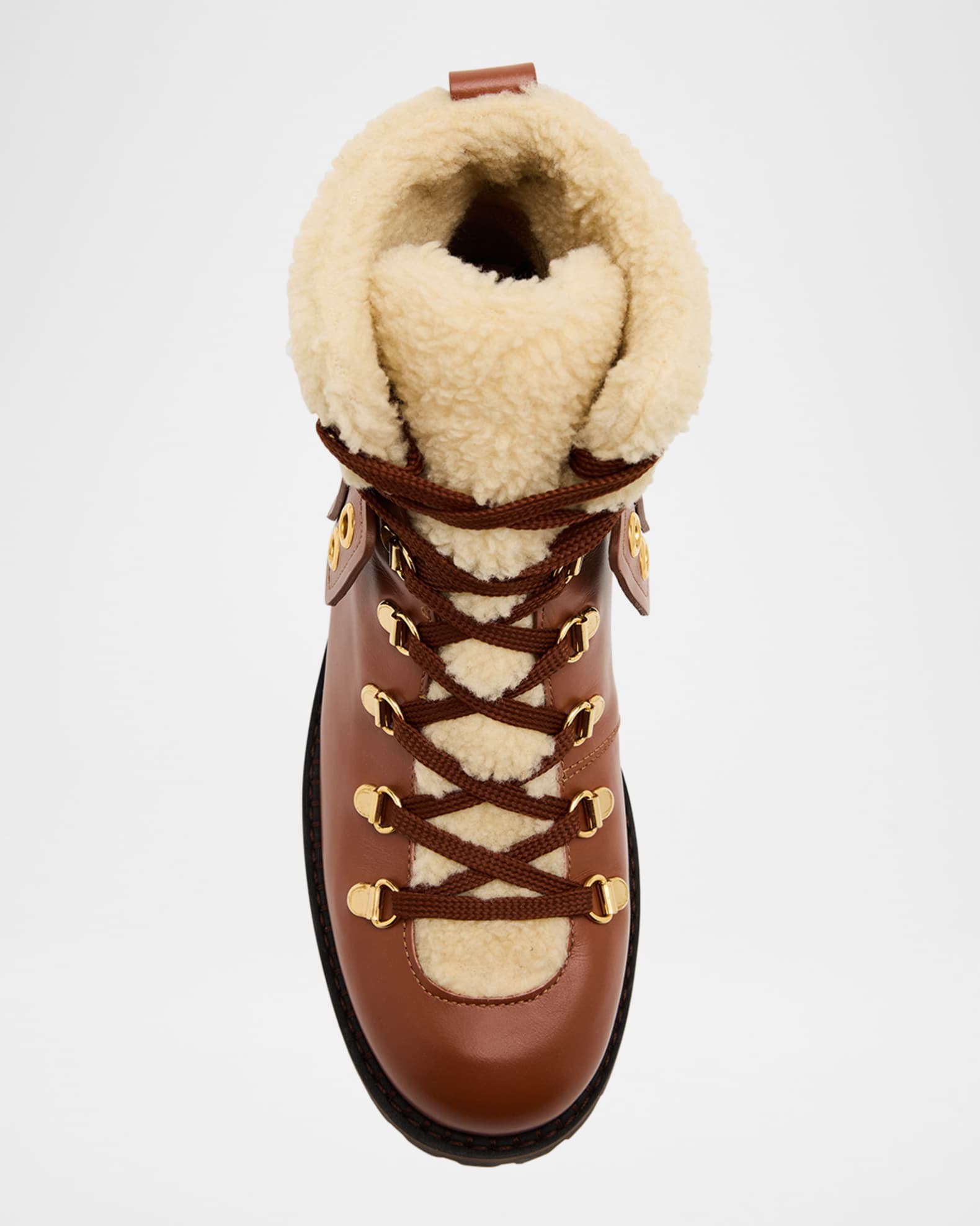 Odissi Heidi Faux Fur Leather Hiking Ankle Booties | Neiman Marcus