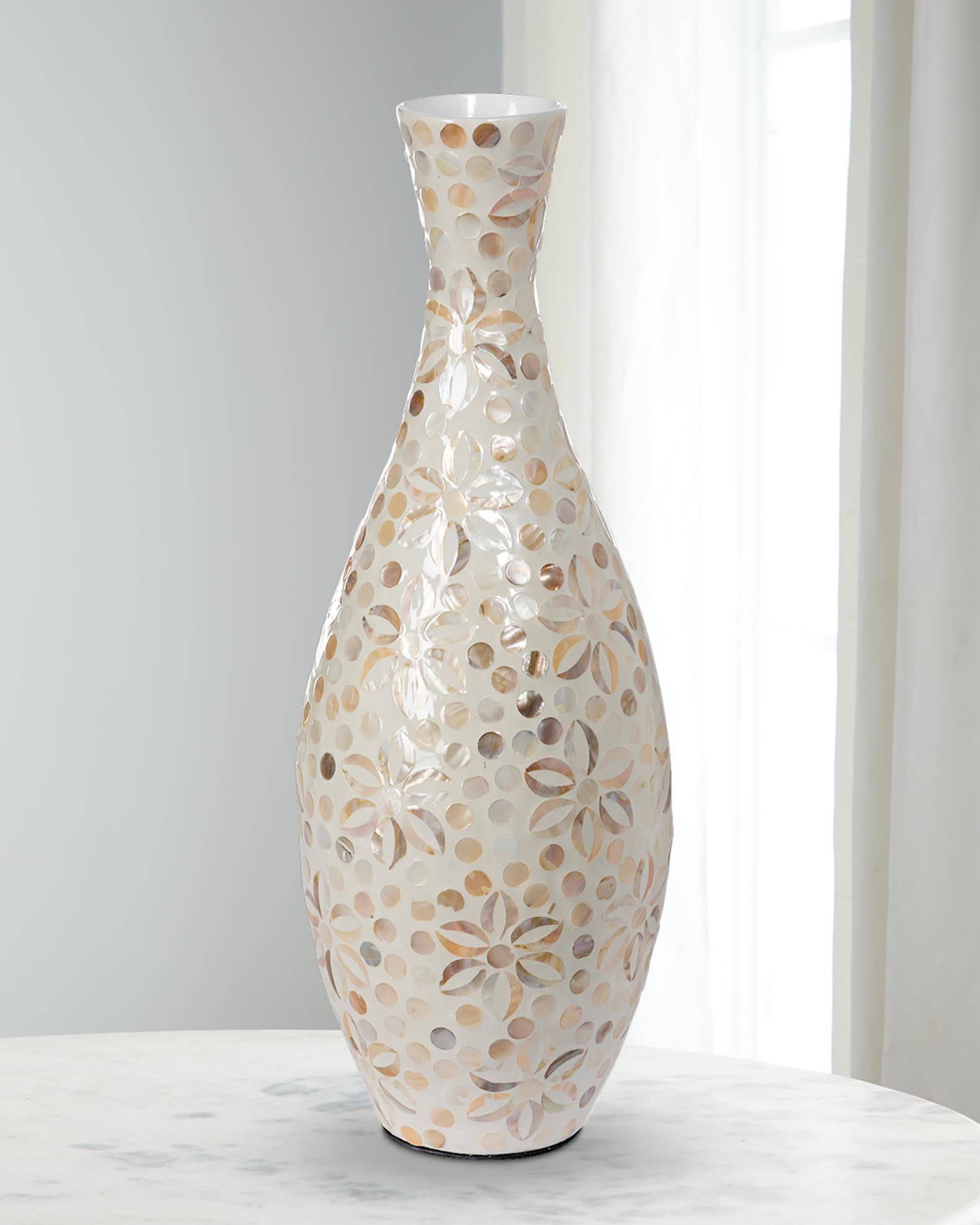 Park Hill Collection Capraia Coast Tall Floral Mother-of-Pearl Vase, 23 ...