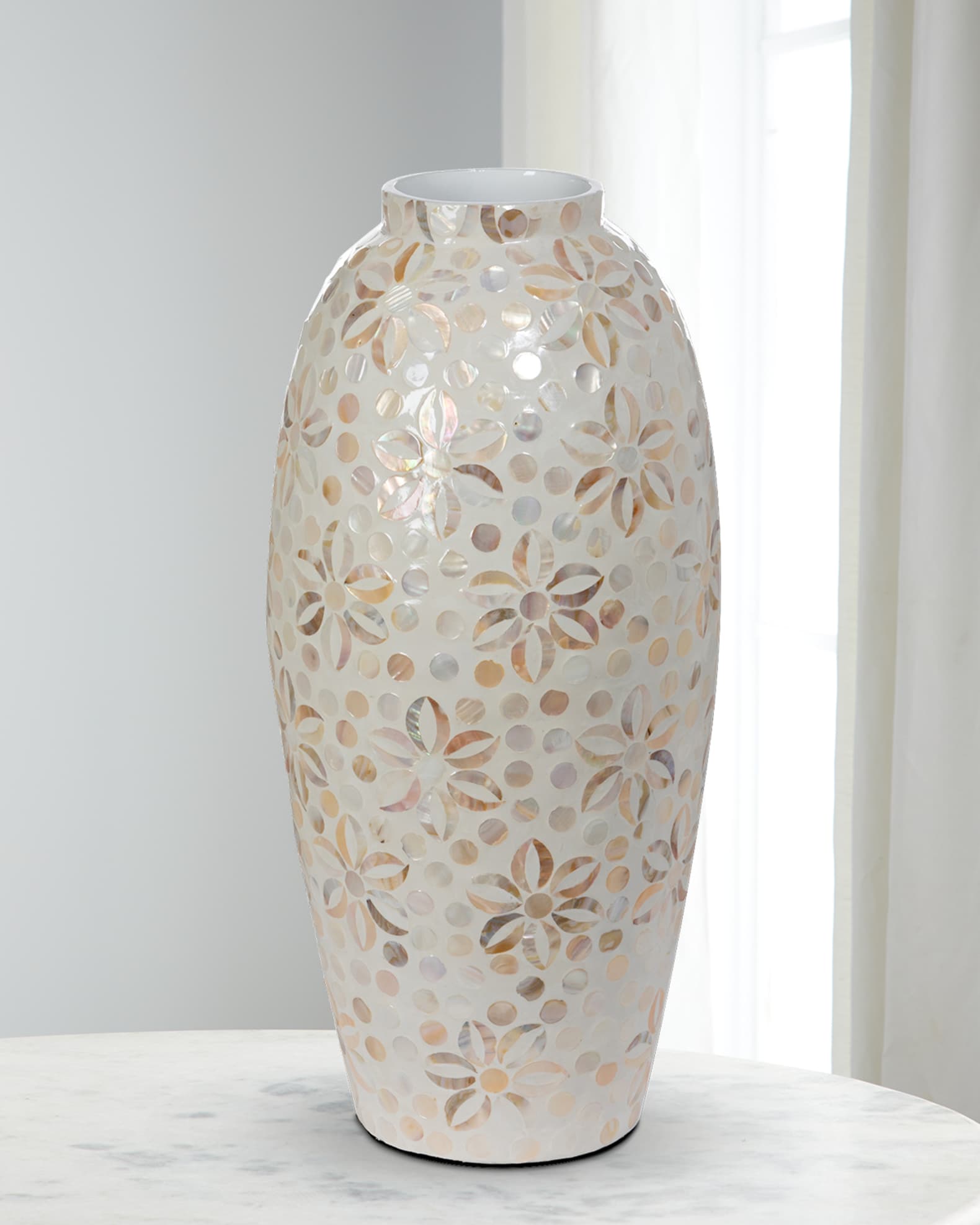Park Hill Collection Capraia Coast Large Floral Mother-of-Pearl Vase ...