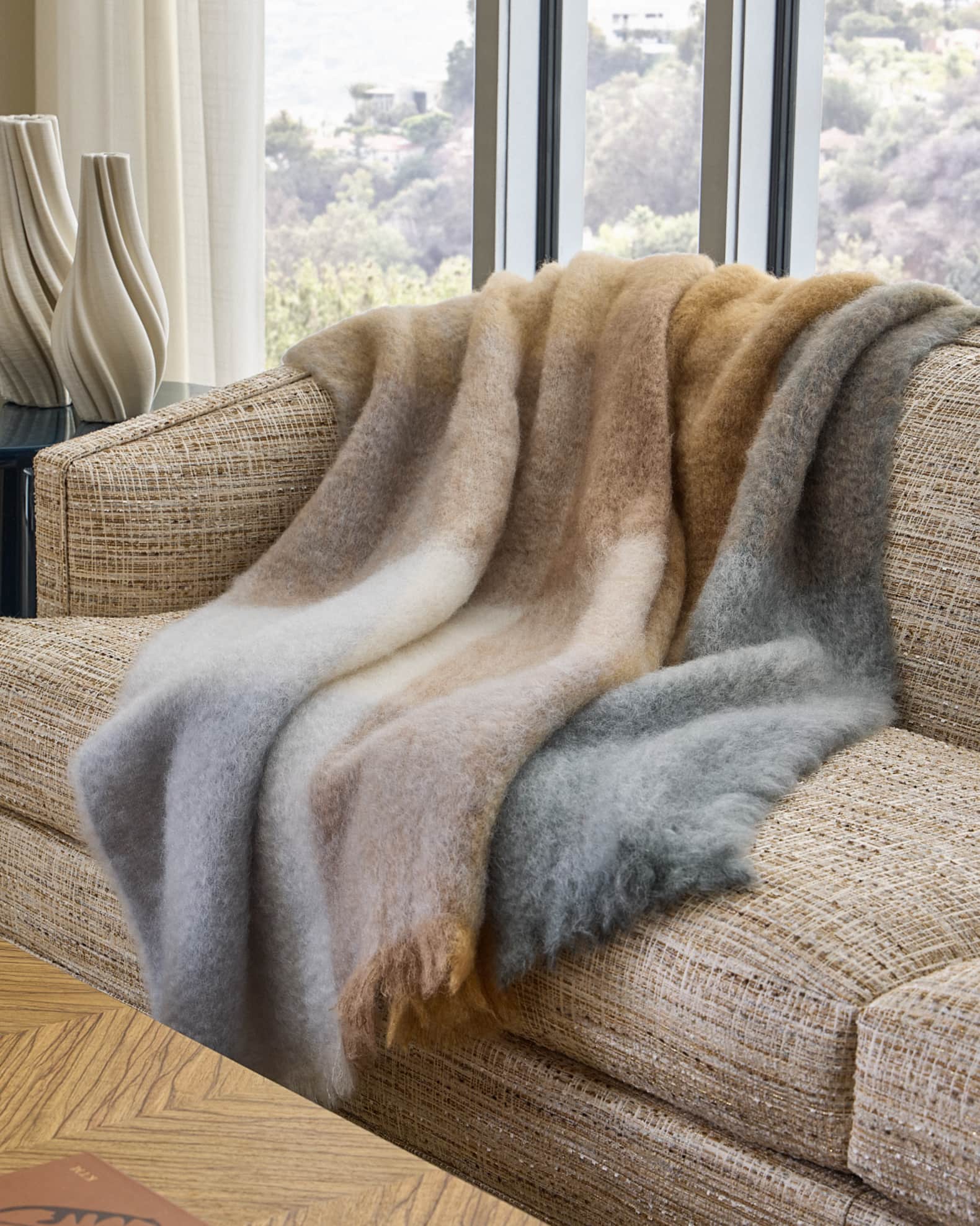 Mantas Ezcaray Cuadros Mohair & Wool Throw, 51" x 79" | Neiman Marcus
