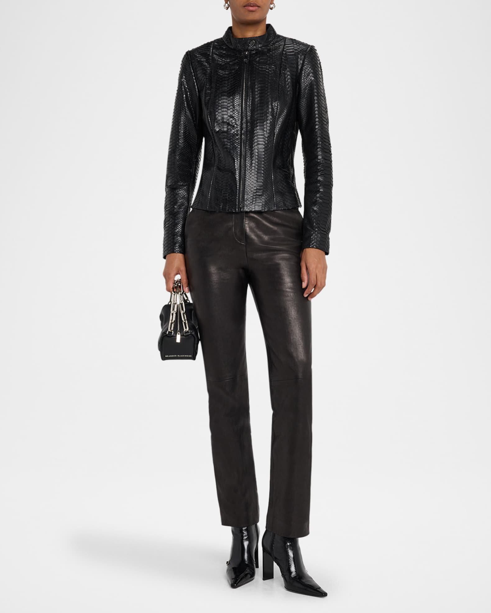 Gorski Fitted Python Jacket | Neiman Marcus