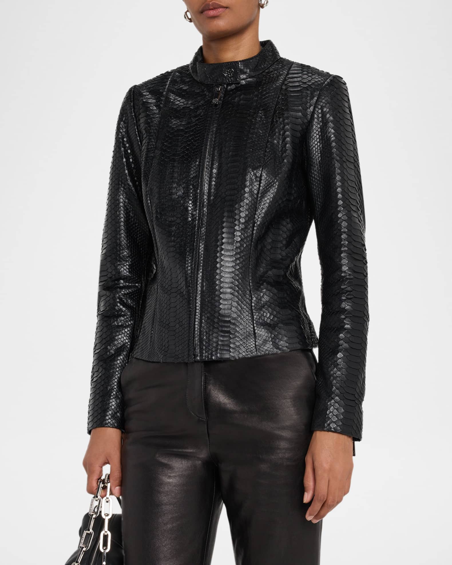 Gorski Fitted Python Jacket | Neiman Marcus