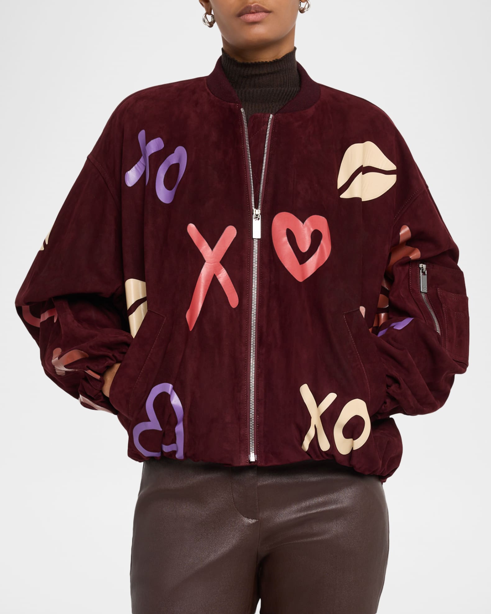 Gorski Zip Metis Suede Bomber Jacket | Neiman Marcus