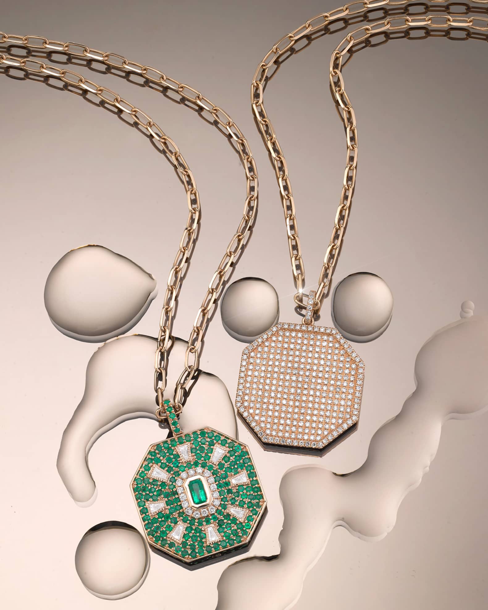 SHAY Pave Diamond Octagon Disk Necklace | Neiman Marcus