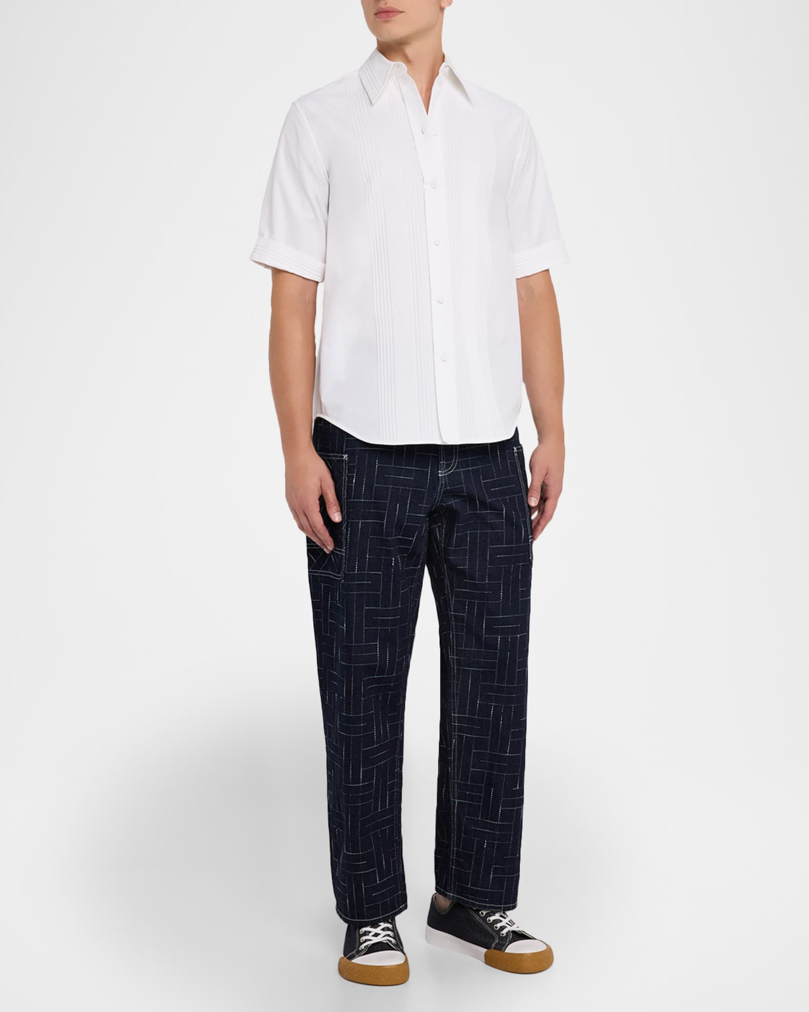 Kenzo Men's Loose-Fit Weave Denim Cargo Jeans | Neiman Marcus