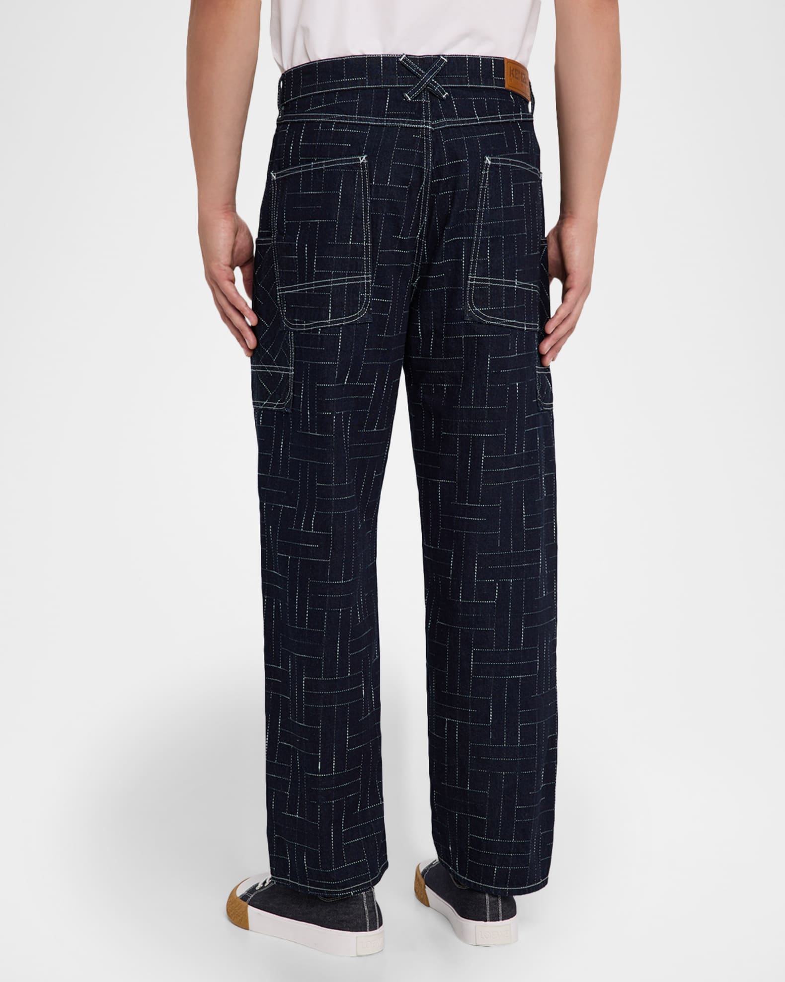 Kenzo Men's Loose-Fit Weave Denim Cargo Jeans | Neiman Marcus