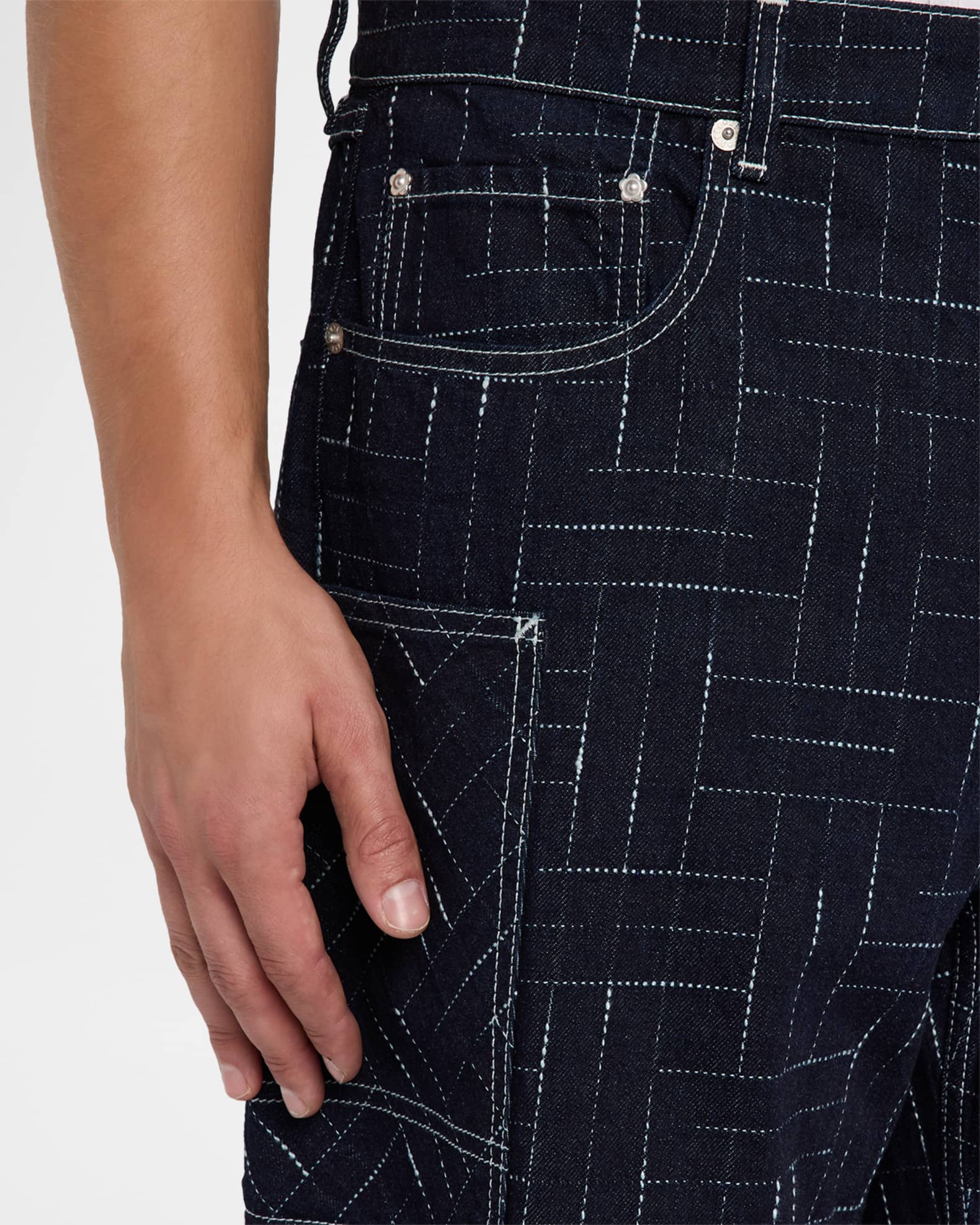 Kenzo Men's Loose-Fit Weave Denim Cargo Jeans | Neiman Marcus