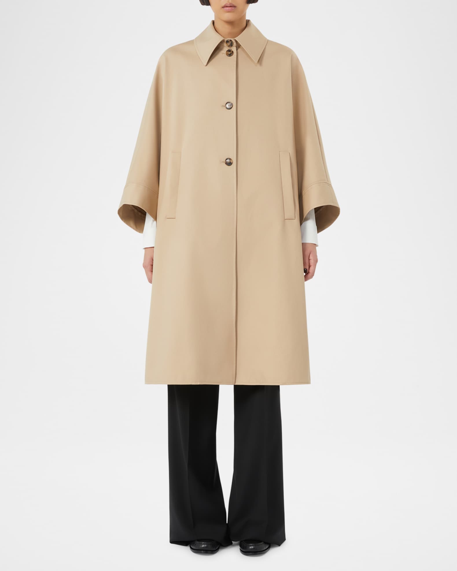 Max Mara Pedale Water-Repellent Cotton Cape | Neiman Marcus