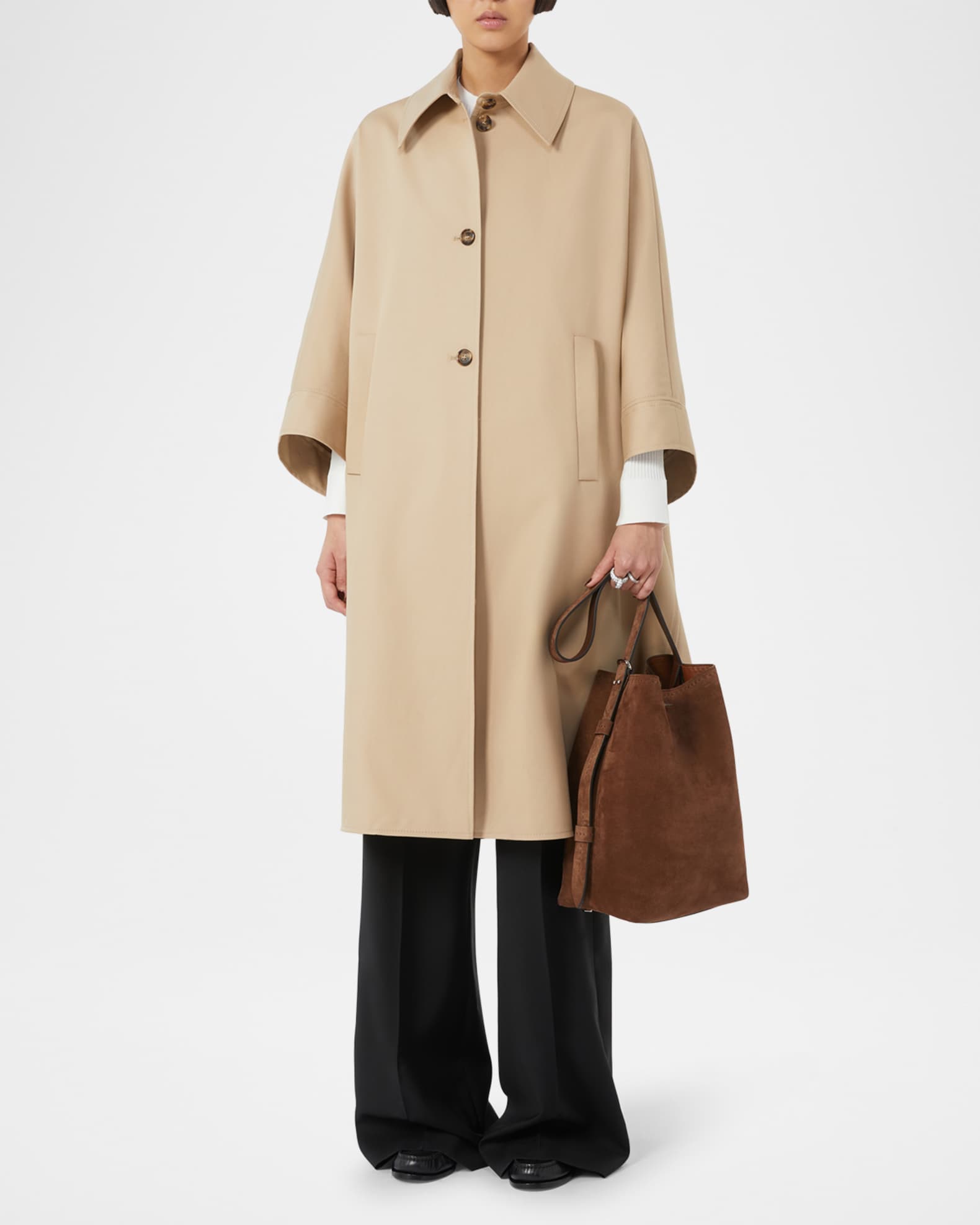 Max Mara Pedale Water-Repellent Cotton Cape | Neiman Marcus
