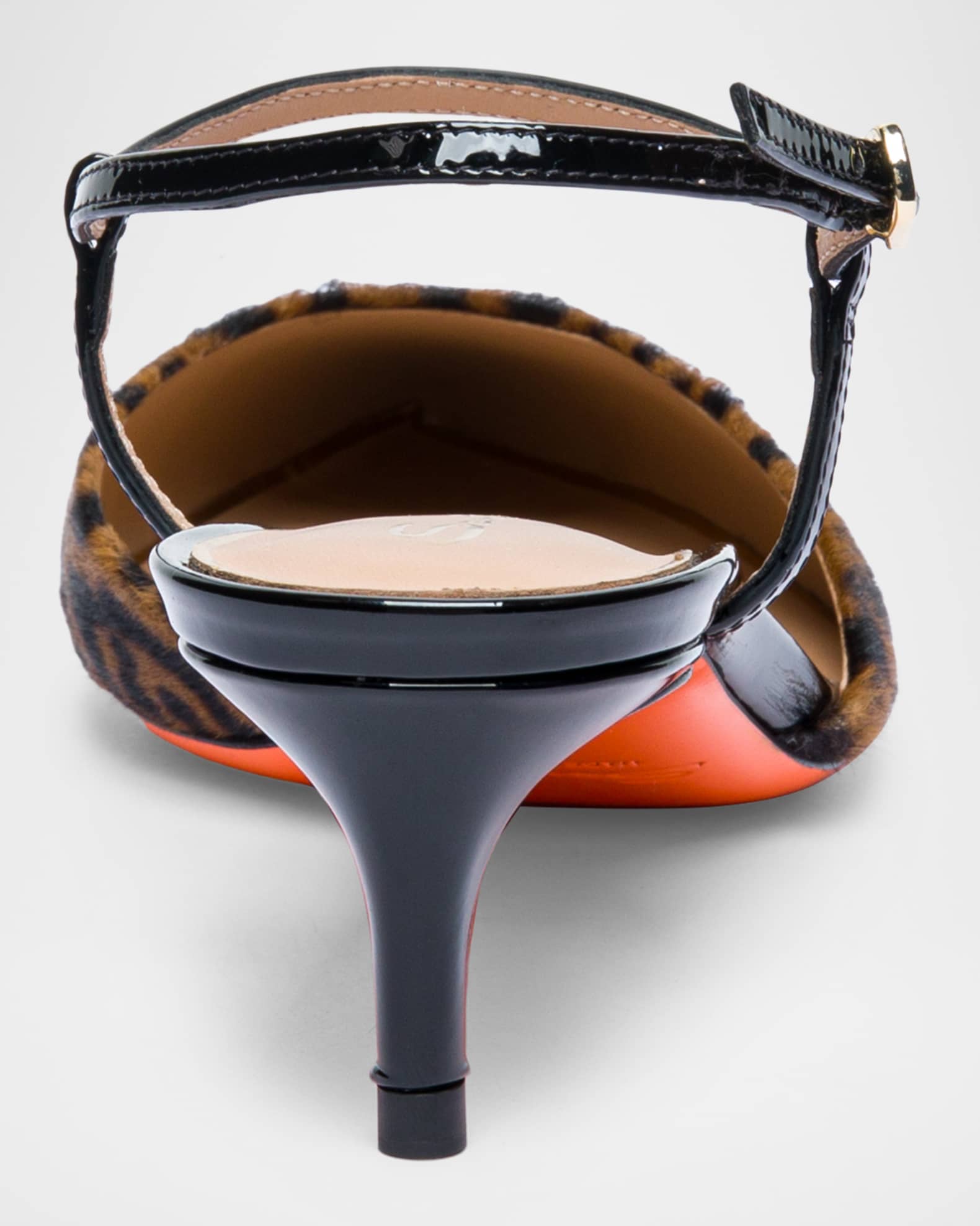 Santoni Leopard Open-Back Kitten Heel Pumps | Neiman Marcus
