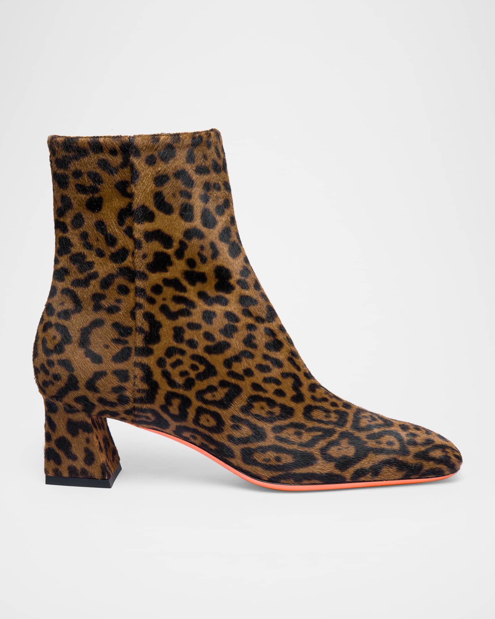 Santoni Marta Leopard Block Heel Booties | Neiman Marcus