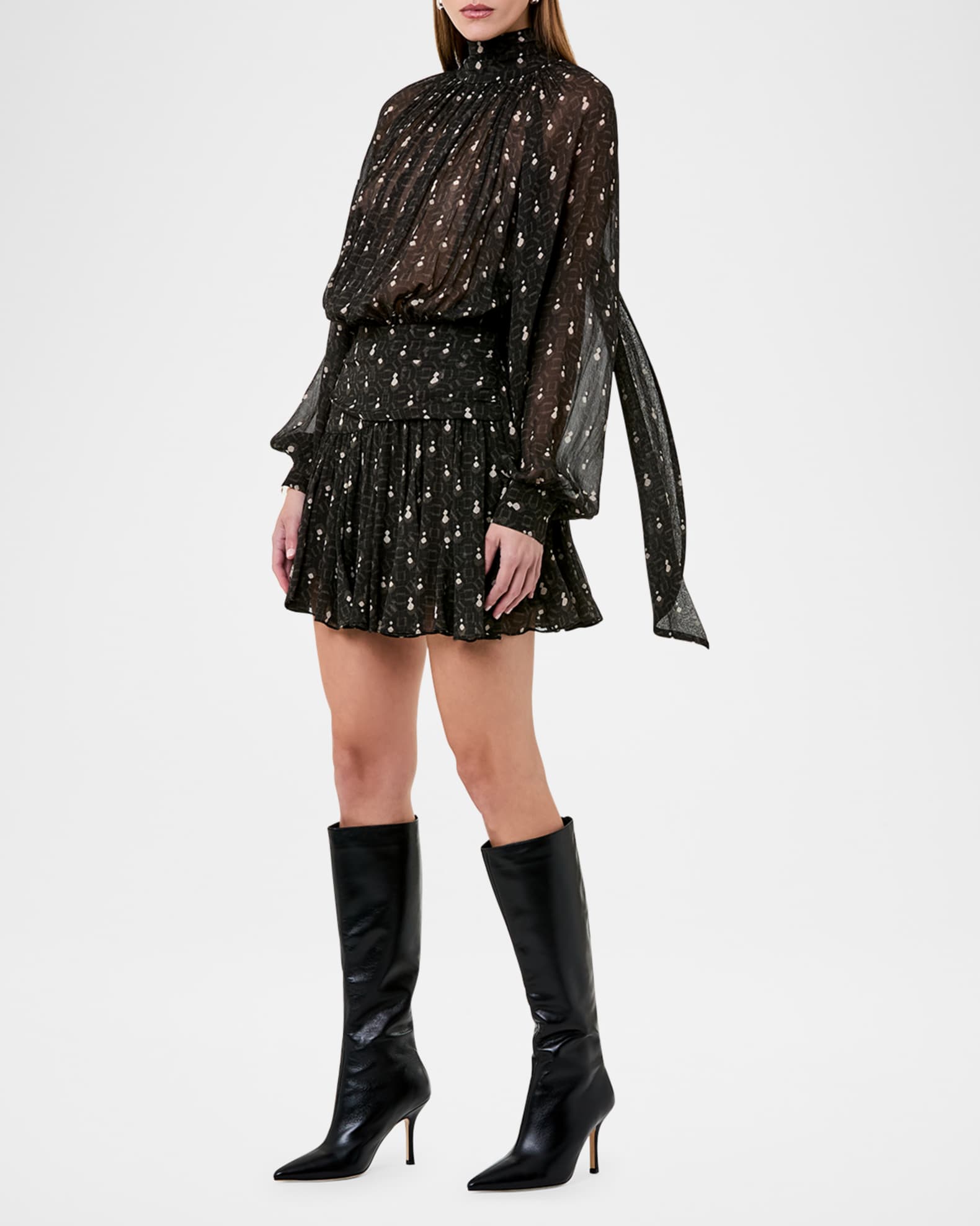 NICHOLAS Cecile Ruched Turtleneck Viscose Mini Dress | Neiman Marcus