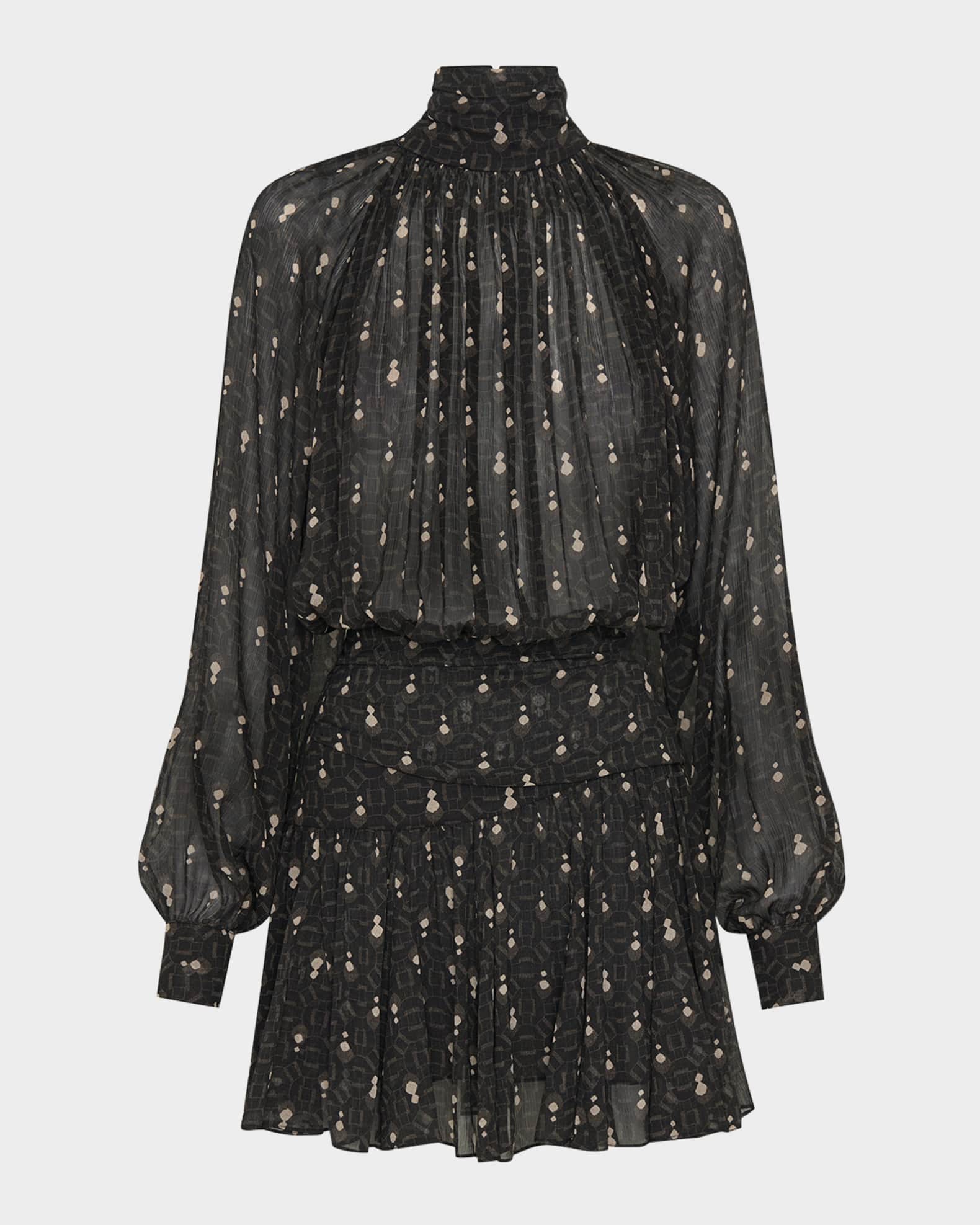 NICHOLAS Cecile Ruched Turtleneck Viscose Mini Dress | Neiman Marcus