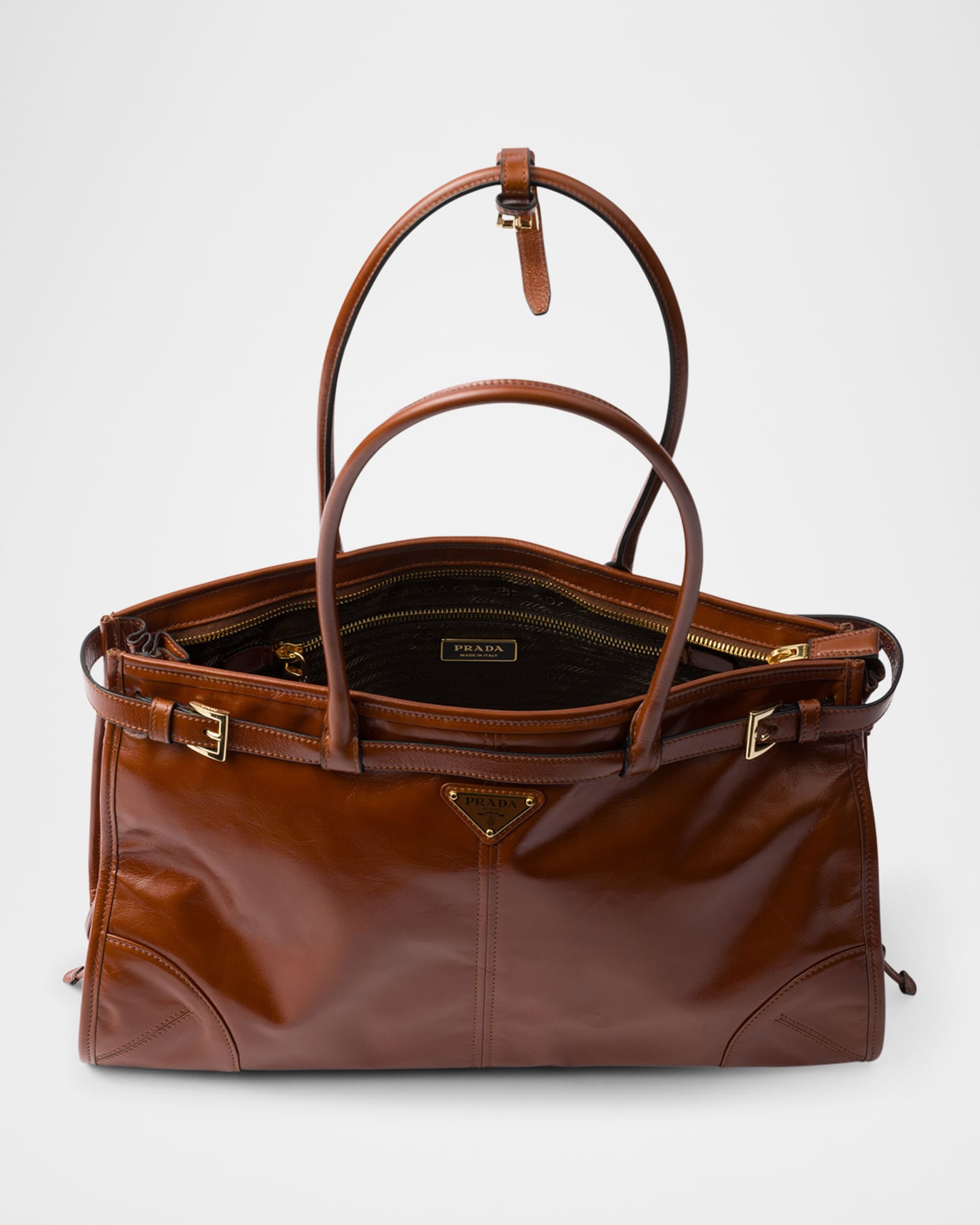 Prada Bonnie Large Buckle Leather Shoulder Bag Neiman Marcus