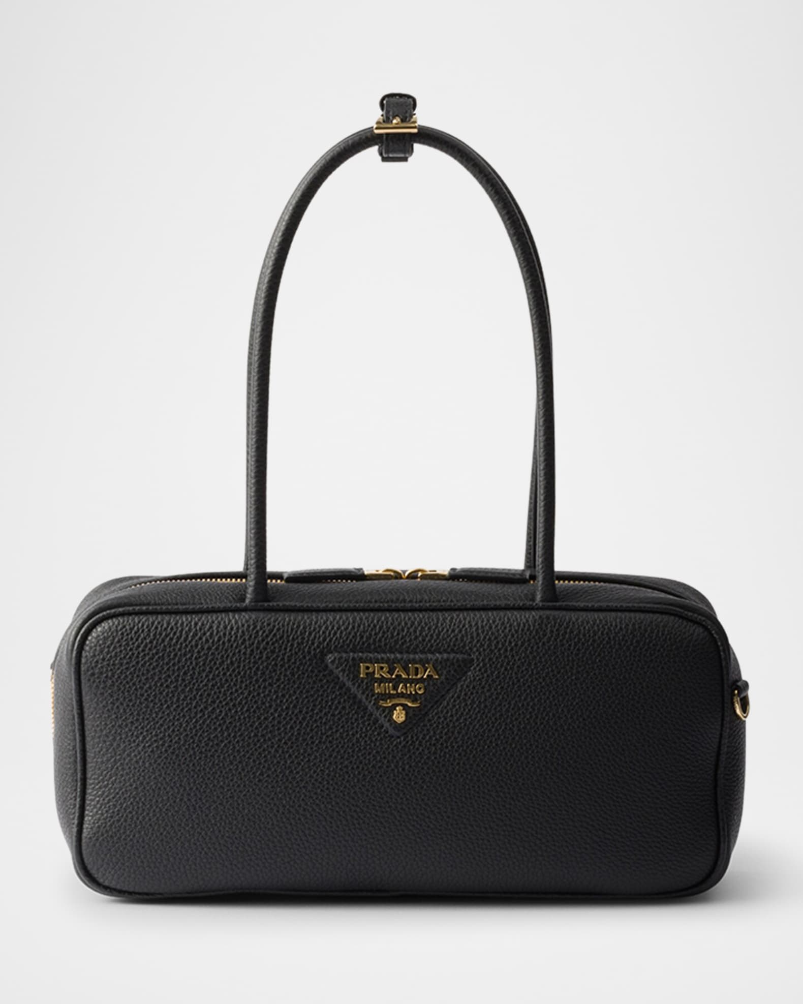 Prada Medium Leather East-West Top-Handle Bag | Neiman Marcus
